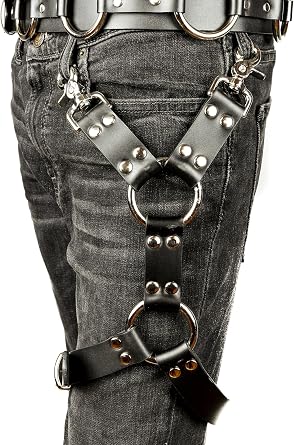 Amazon.com: Velvetcrow Thigh Leg Harness Two Ring Genuine Leather Punk ...