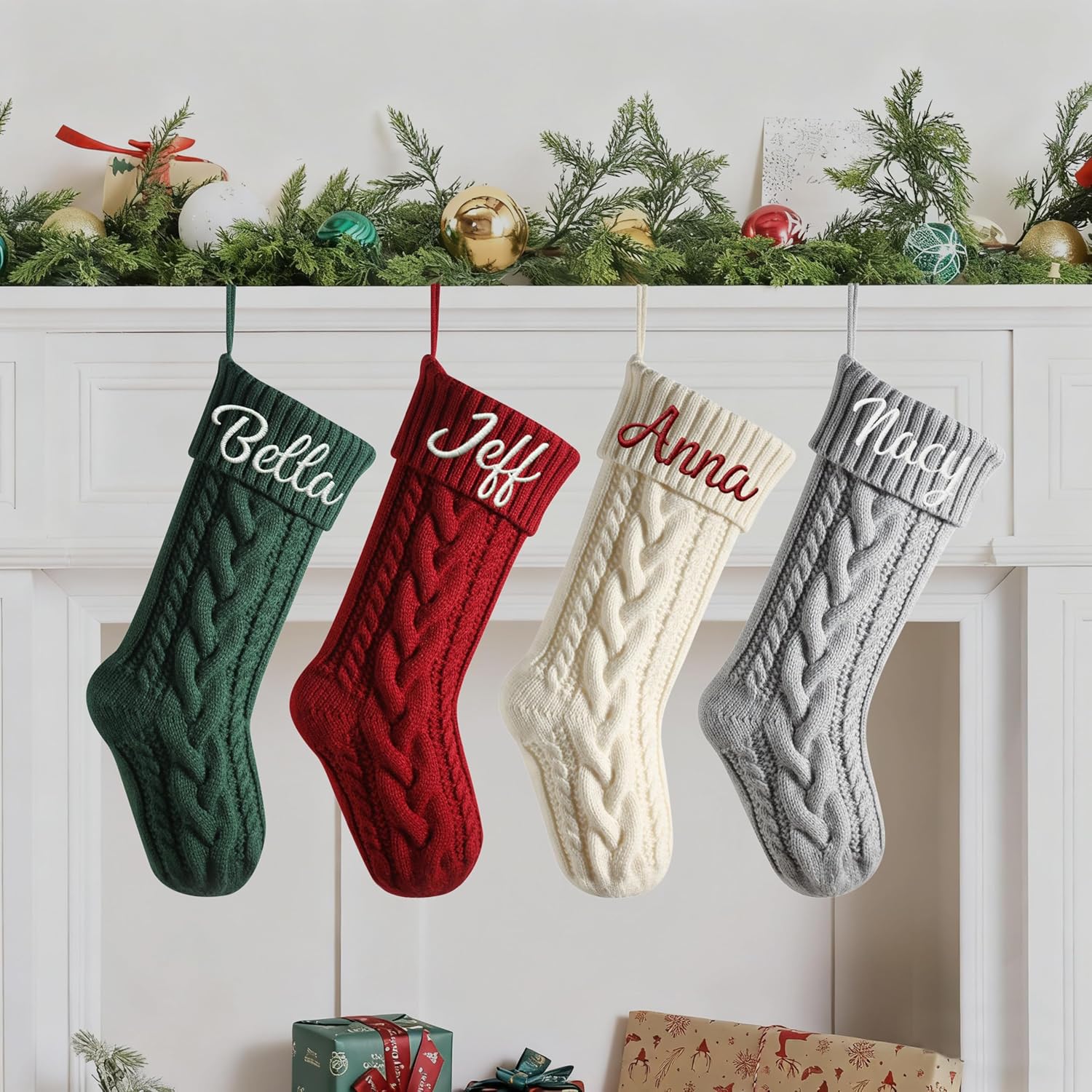 Amazon.com: S2tMhb Personalized Knit Christmas Stockings with Name，18 ...