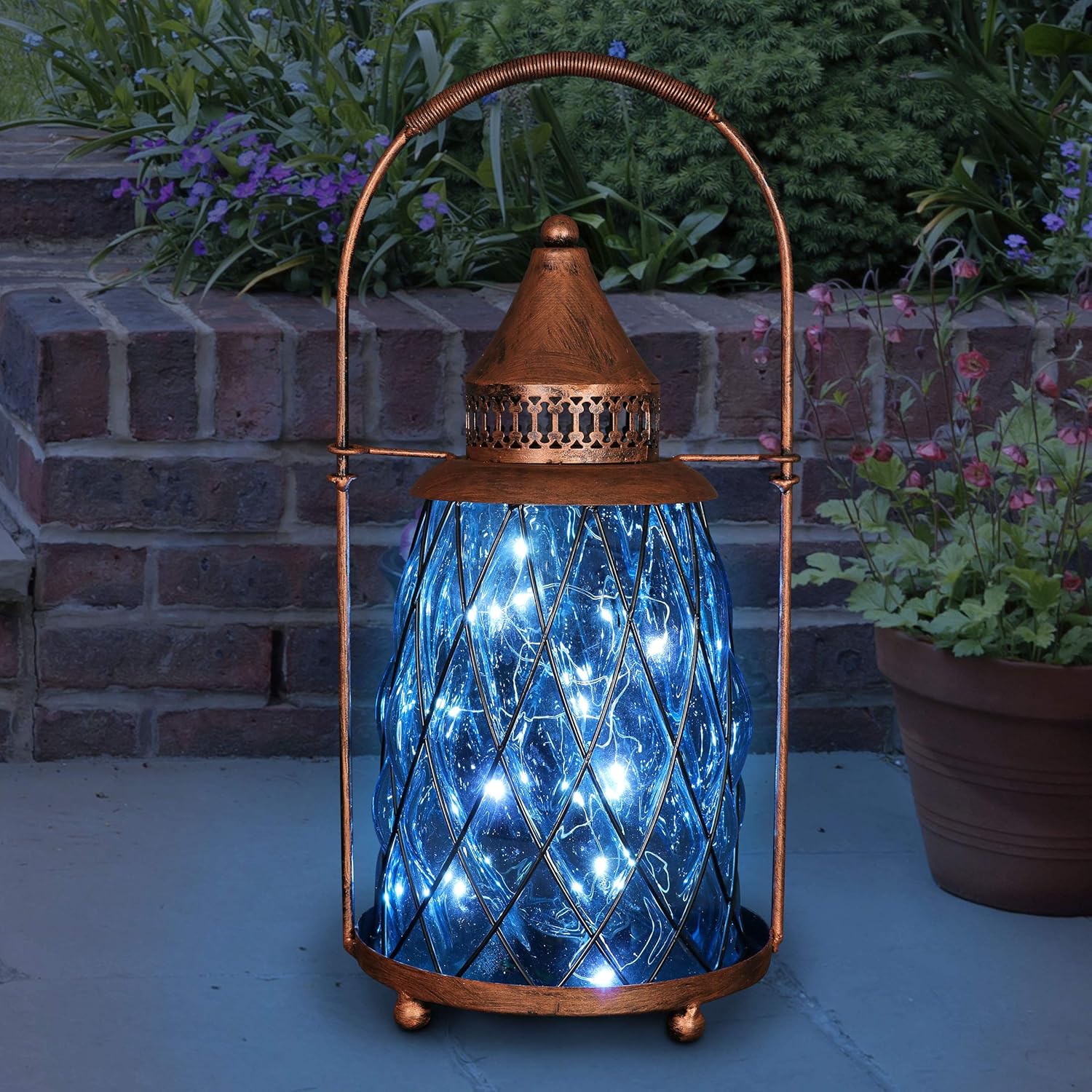 Amazon.com: Exhart Outdoor Garden Solar Lights, Vintage Tabletop Glass ...