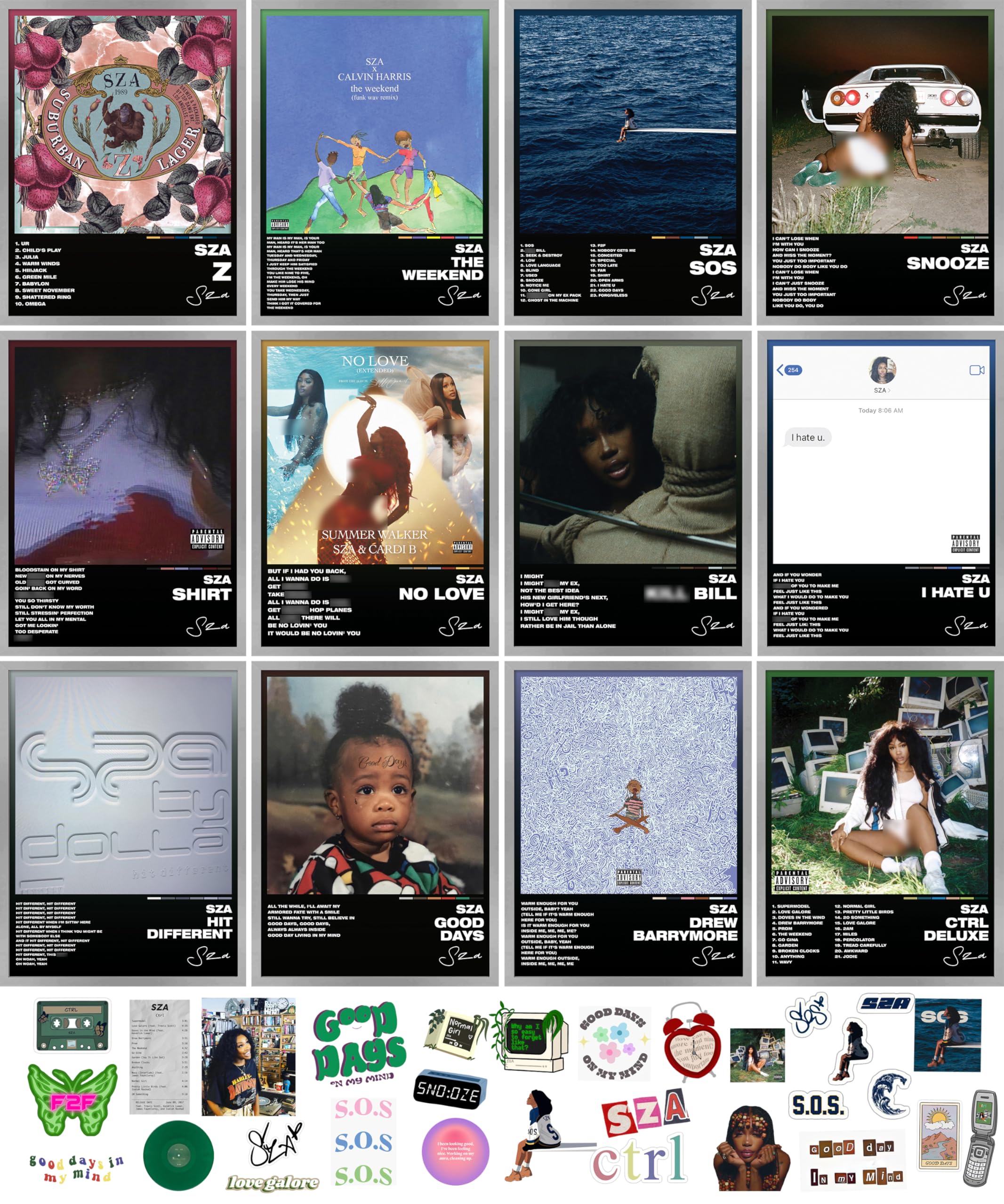 Amazon.com: unique america 12 Pcs| Posters, Album Cover Posters, SZA ...