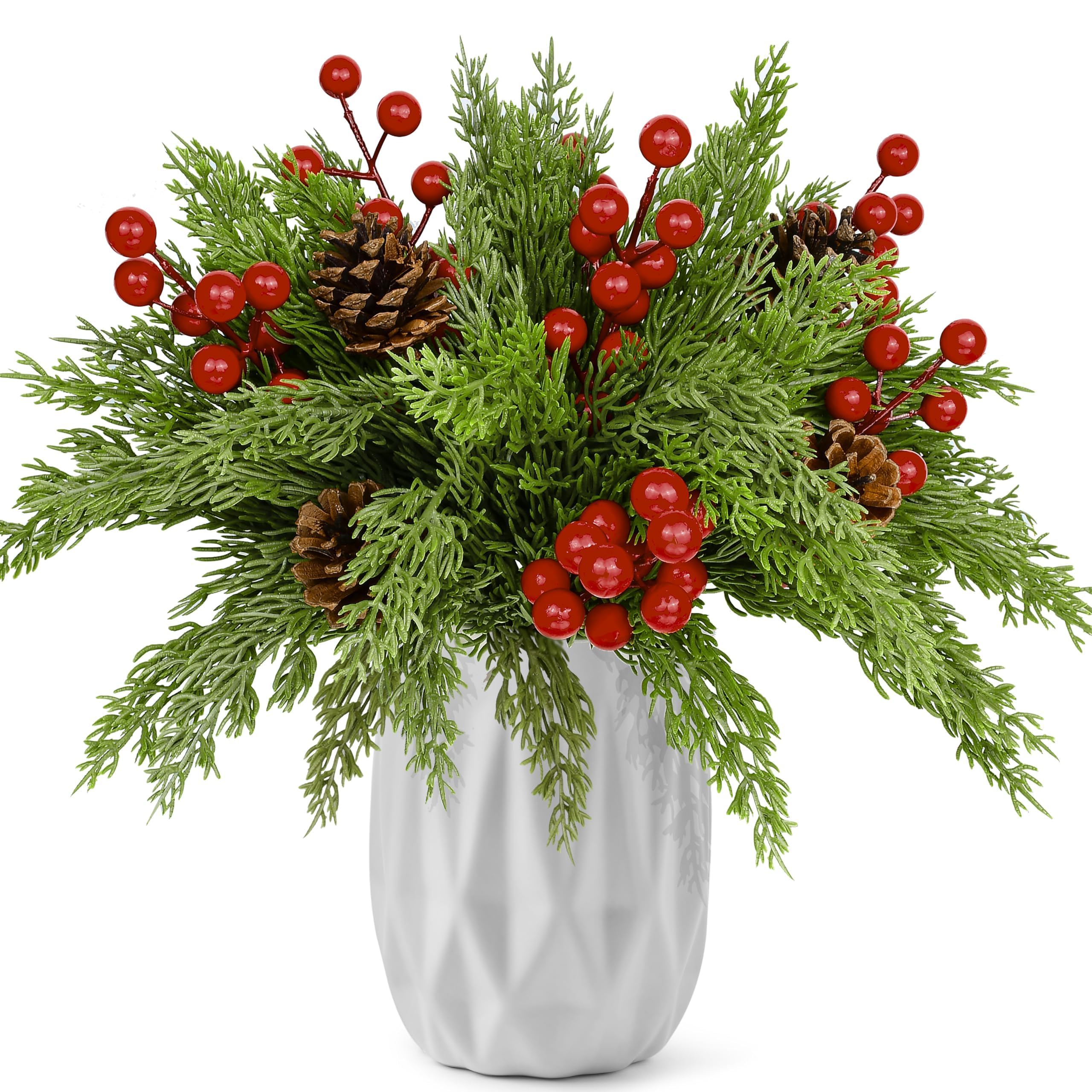 Amazon.com: AMAZING TIME 68 Pcs Artificial Pinecones Berry Stems Pine ...