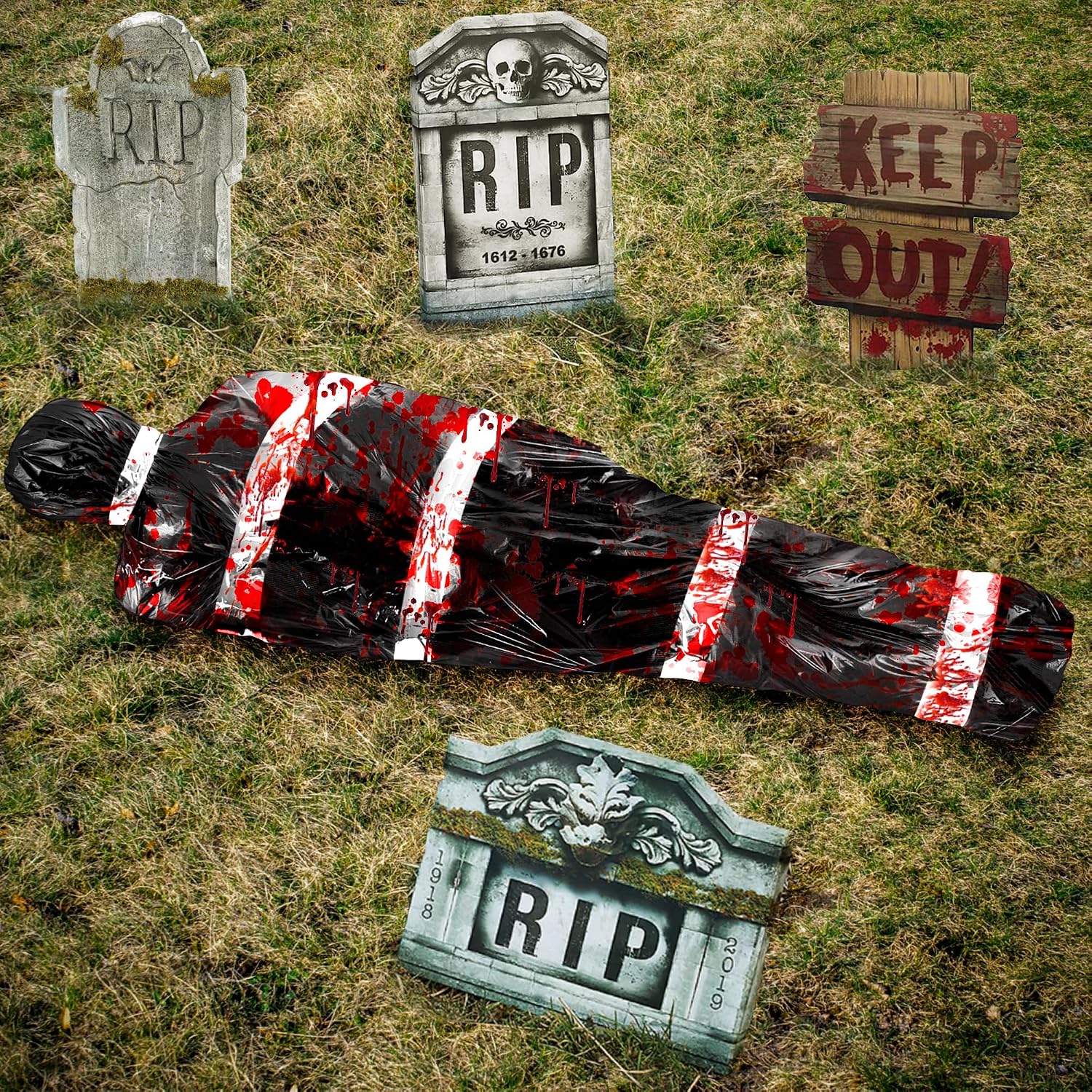 Amazon.com: Halloween Decorations Dead Victim Corpse Props with Fake ...