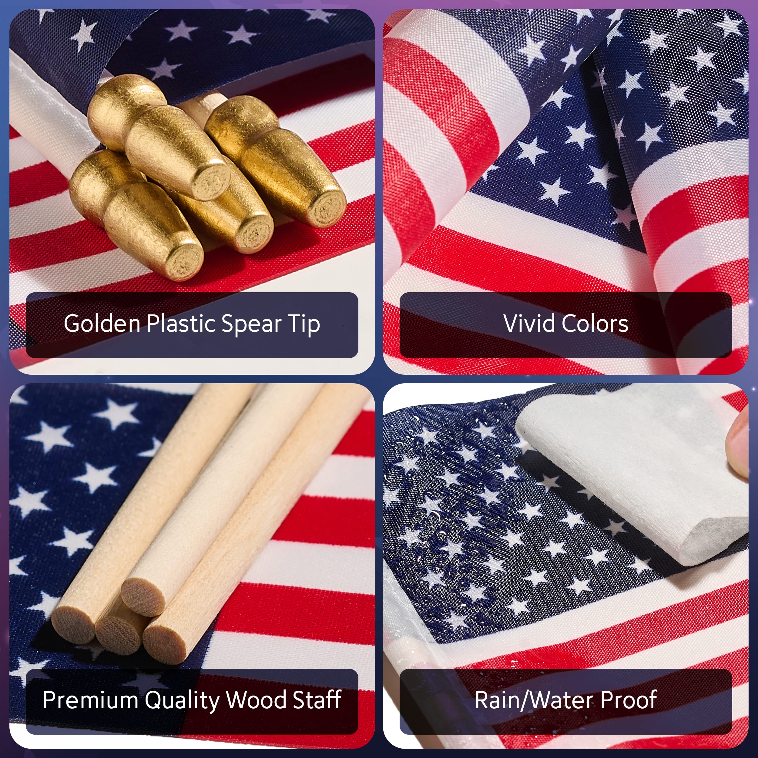 Snapklik.com : Small American Flags On Stick, 4x6 Inches 12-Pack USA ...