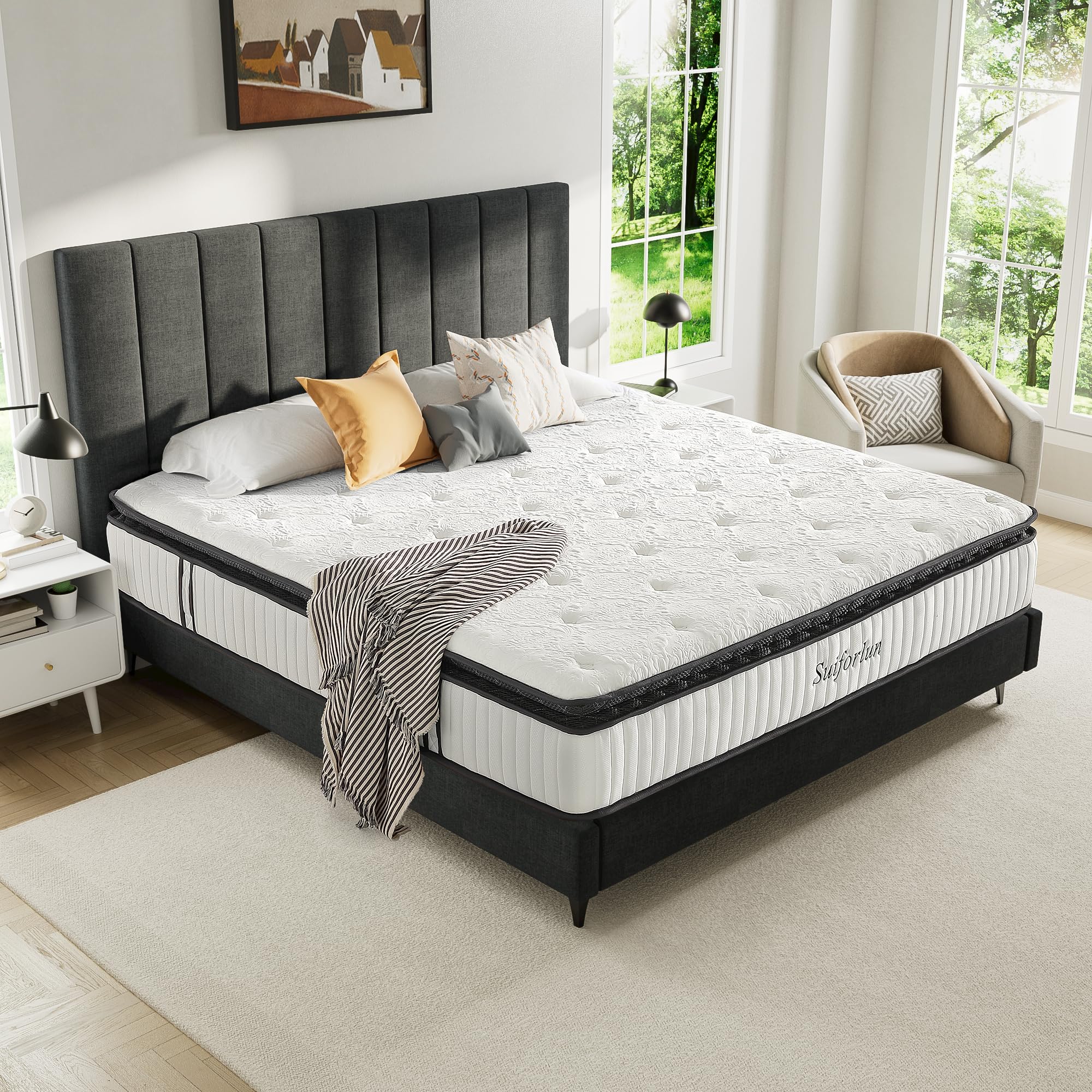 Amazon.com: Suiforlun California King Mattress 12 Inch Cal King Size ...