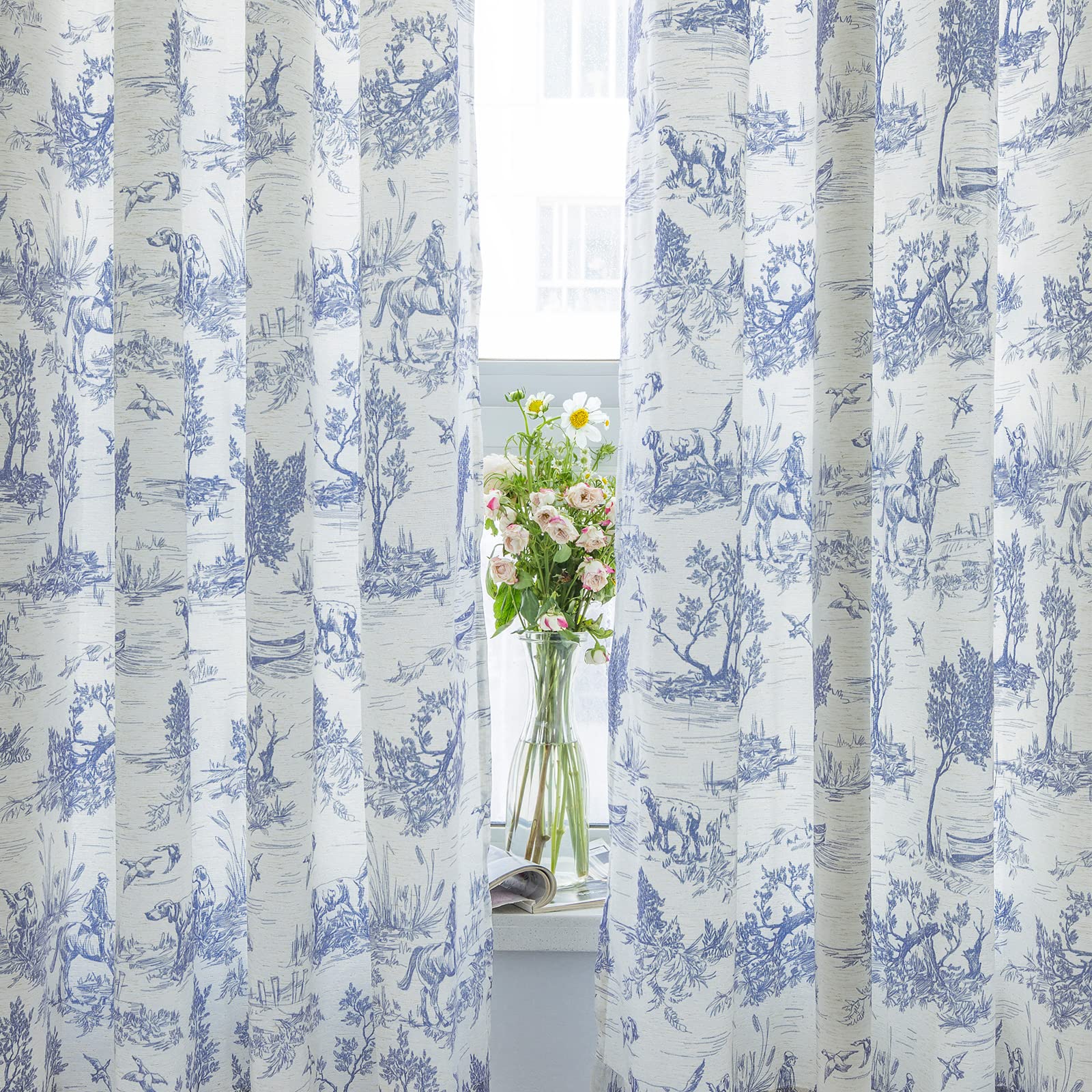 Blue French Country Curtains Curtains Cotton Curtain Soft (blue)