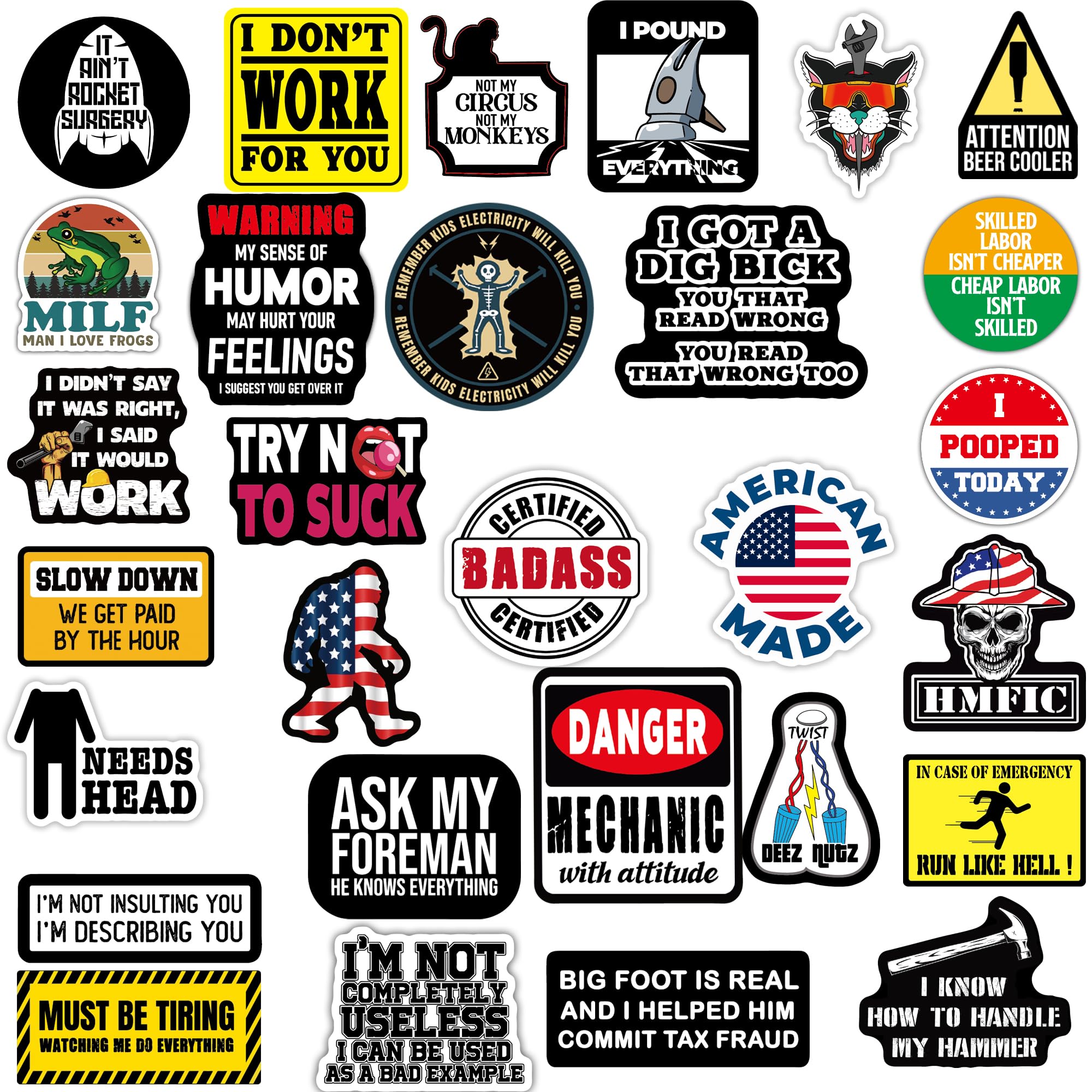Snapklik.com : 150 PCS Hard Hat Stickers For Tool Box, Helmet, Funny ...