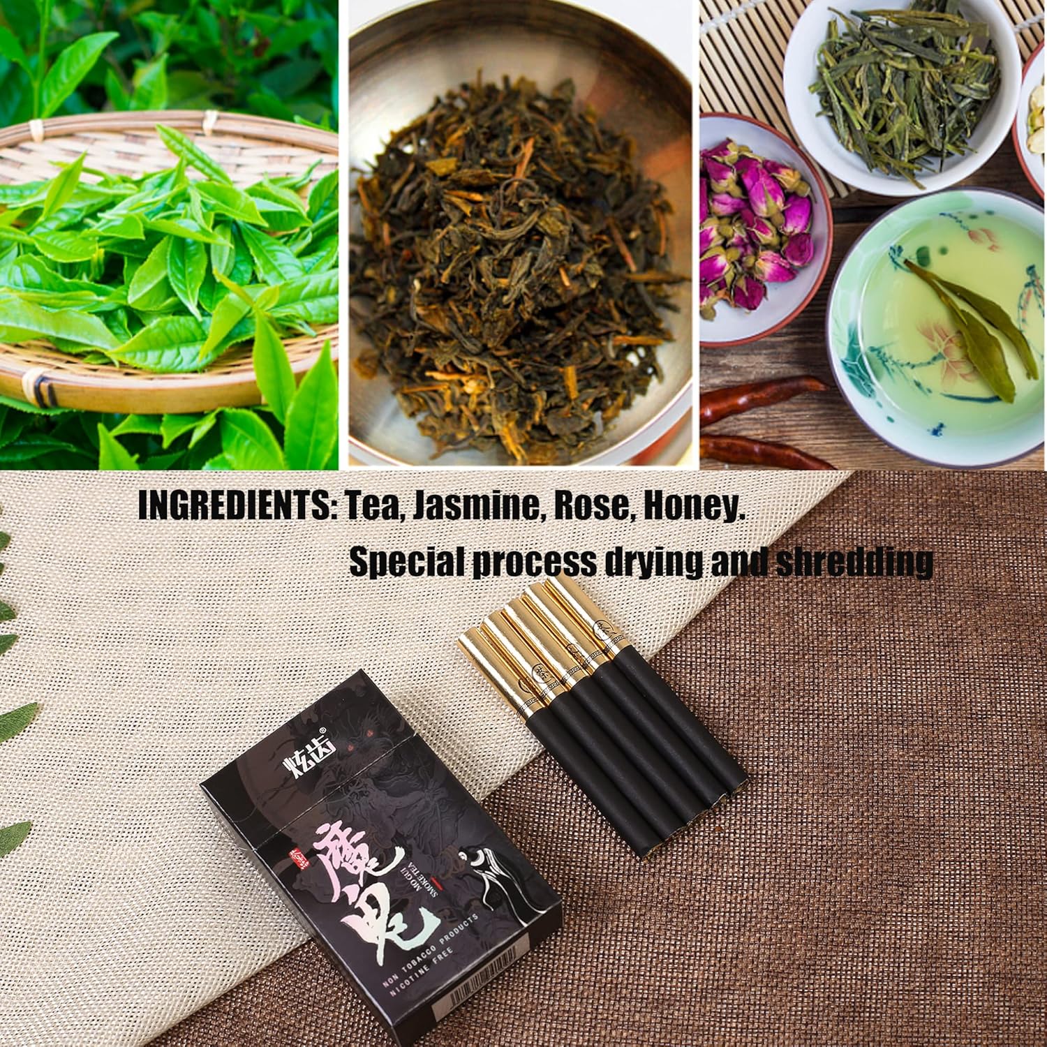 Tea Honey Rose – Cigarrillos de hierbas sin tabaco ni nicotina, 2 ...