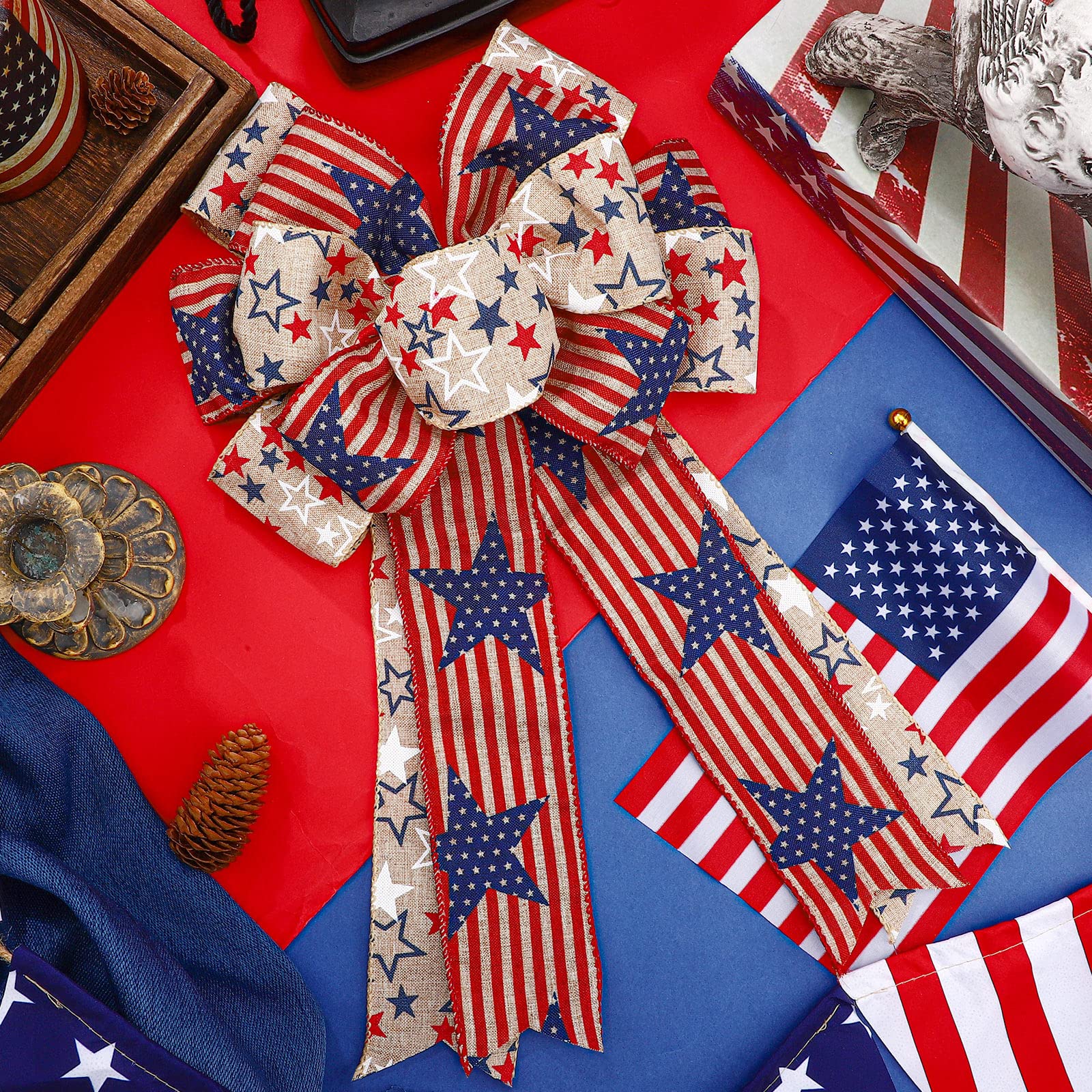 American Flag Bow Topper 11 USA Patriotic Bows Clipart, Flag Coloured