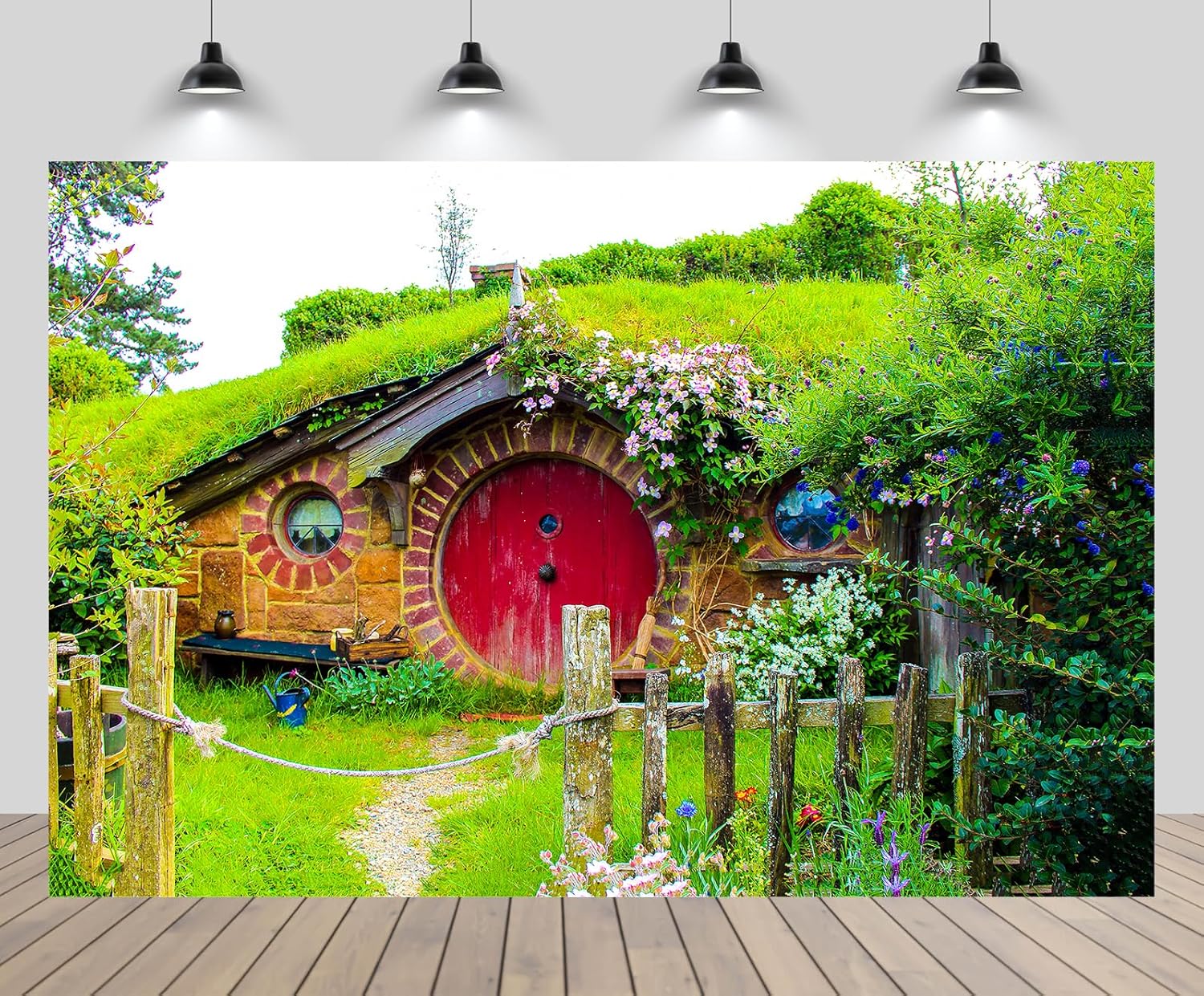 Amazon.com : CHNYWORK 7ftx5ft Hobbit Cave Backdrop Hobbiton Cave Rural ...
