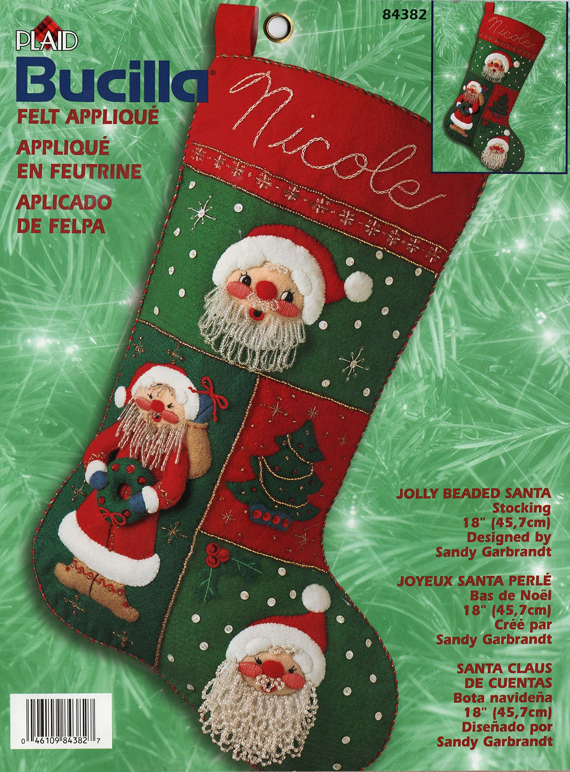 Amazon.com: Bucilla Felt Applique Stocking Kit, Jolly Chimney Santa 18 ...