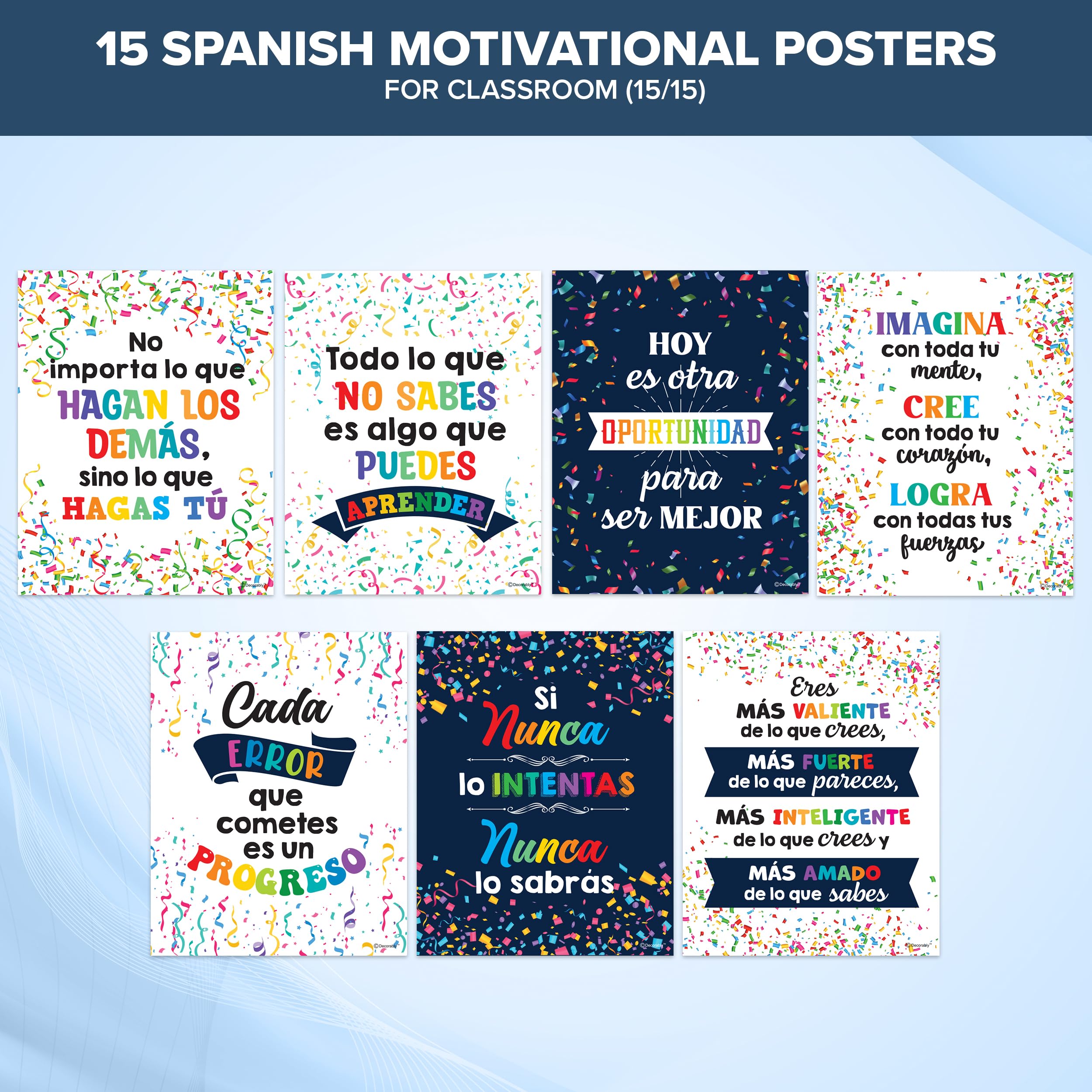 Snapklik.com : Decorably 15 Confetti Motivational Spanish Posters For ...