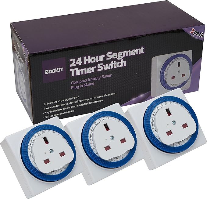 SOCKIT 24 Hour Segment Timer Switch Compact Energy Saver Plug In Mains SOCKIT 24 Hour Segment Timer Switch Compact Energy Saver Plug In Mains