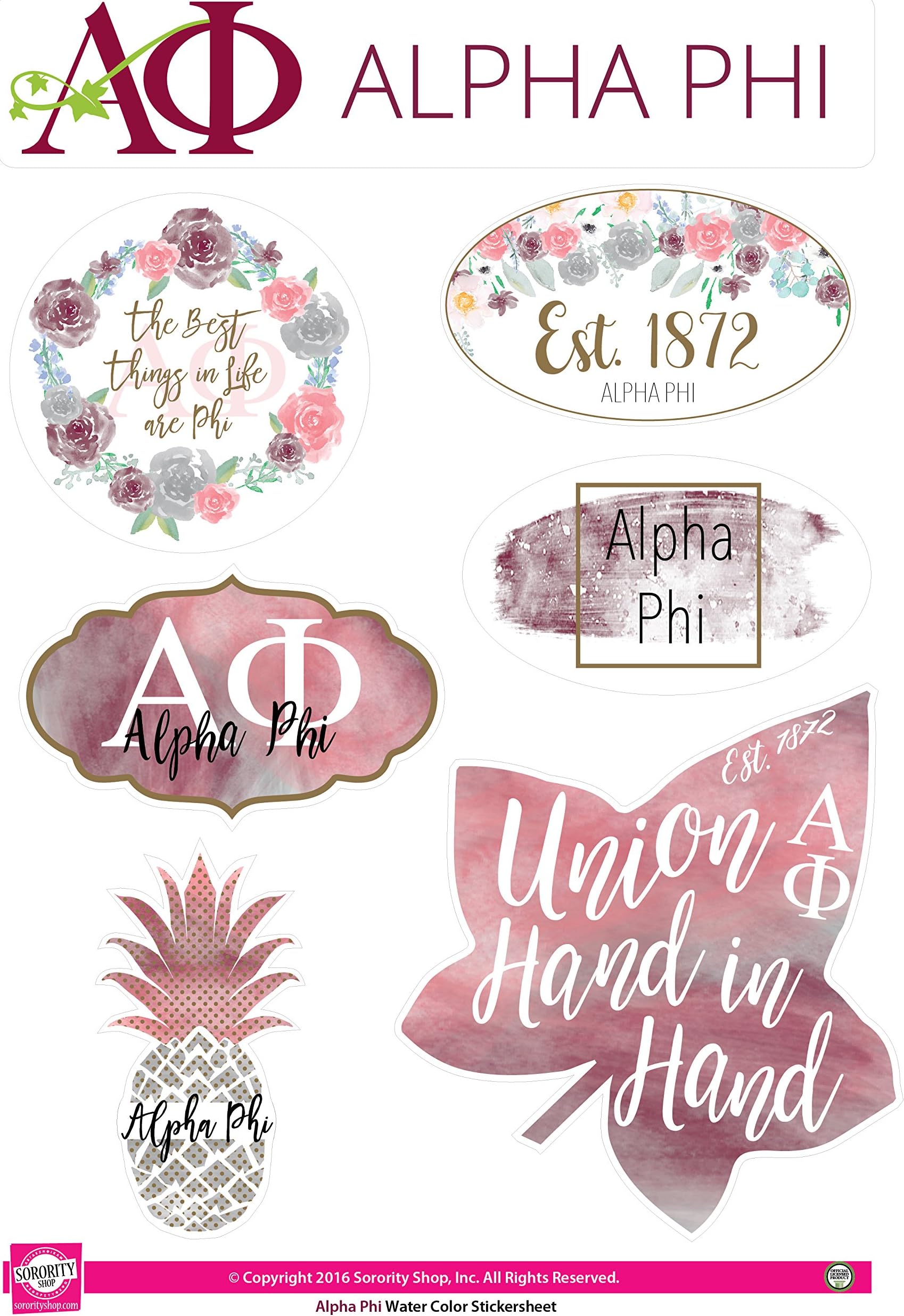 Amazon.com: Alpha Sigma Alpha - Sticker Sheet - Watercolor Theme : Arts ...