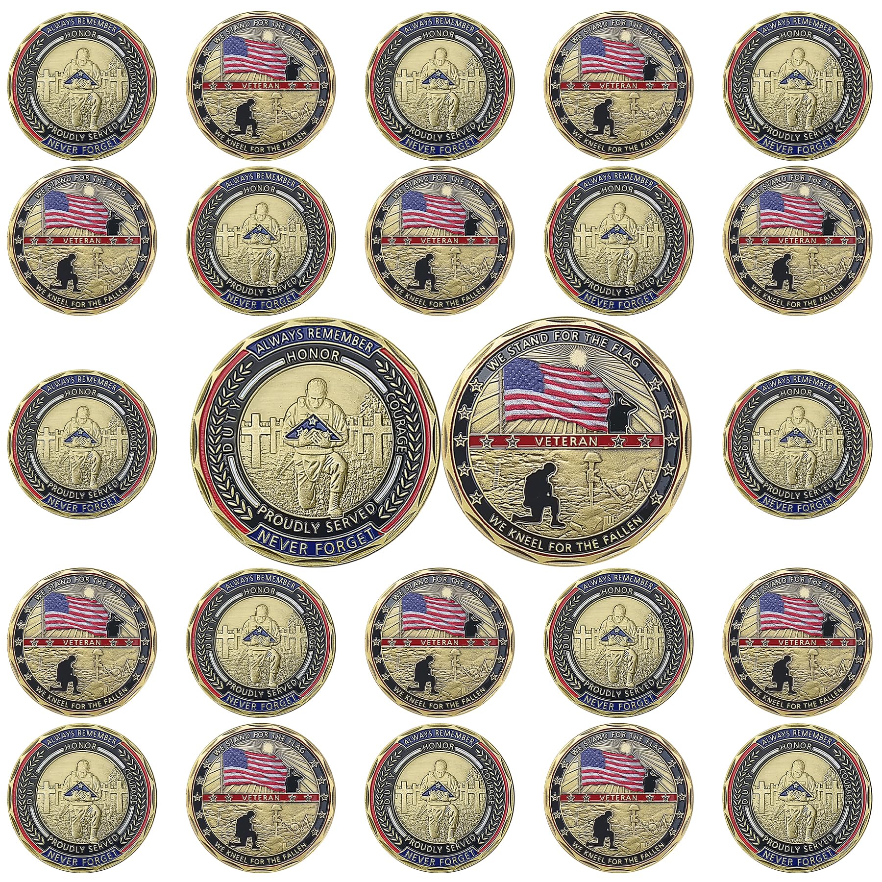 Amazon.com : 24 Pcs Military Challenge Coins,Thank You for Your Service ...