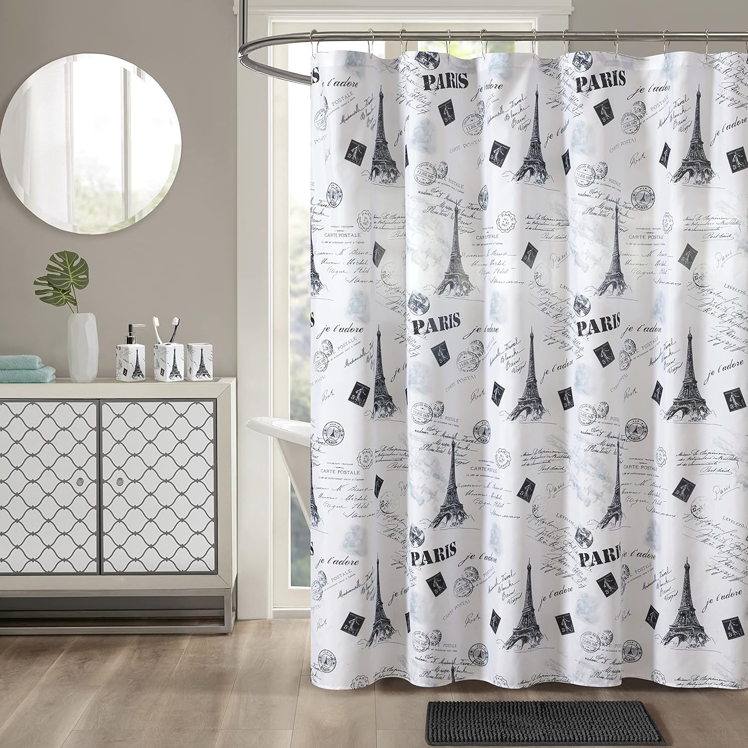 Amazon.com: Pure Bath Paris 17 Piece Shower Curtain Set with Noodle ...