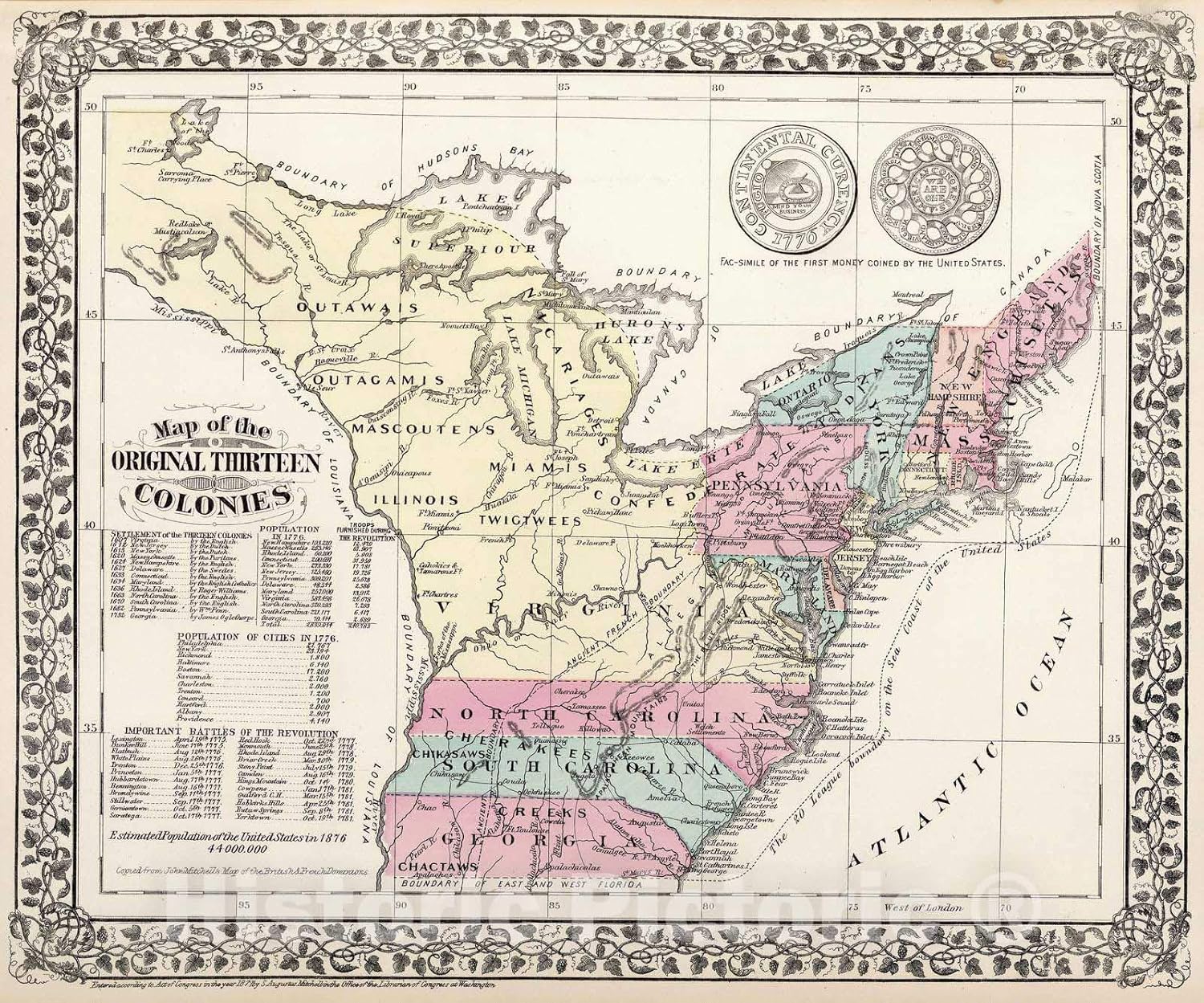 Amazon.com: Historic Map - World Atlas - 1877 Map of The Original ...