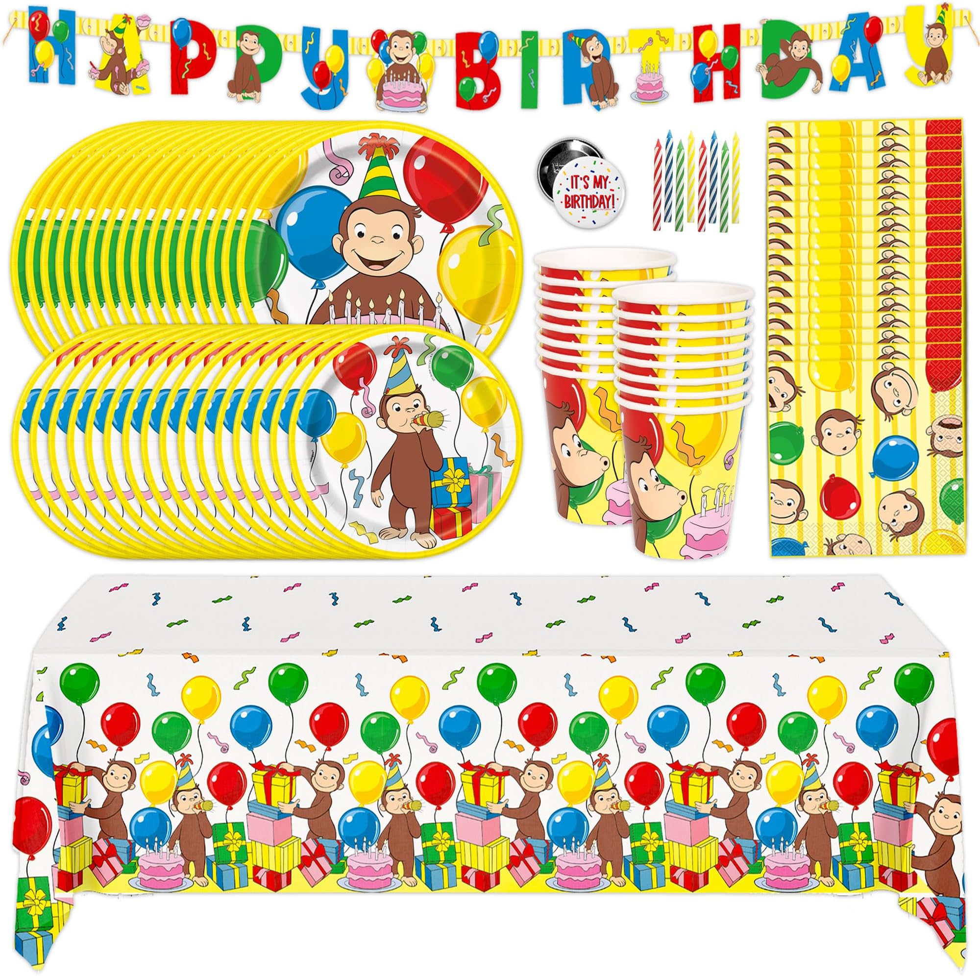 Amazon.com: Curious George Birthday Baby Shower Party Supplies Bundle ...