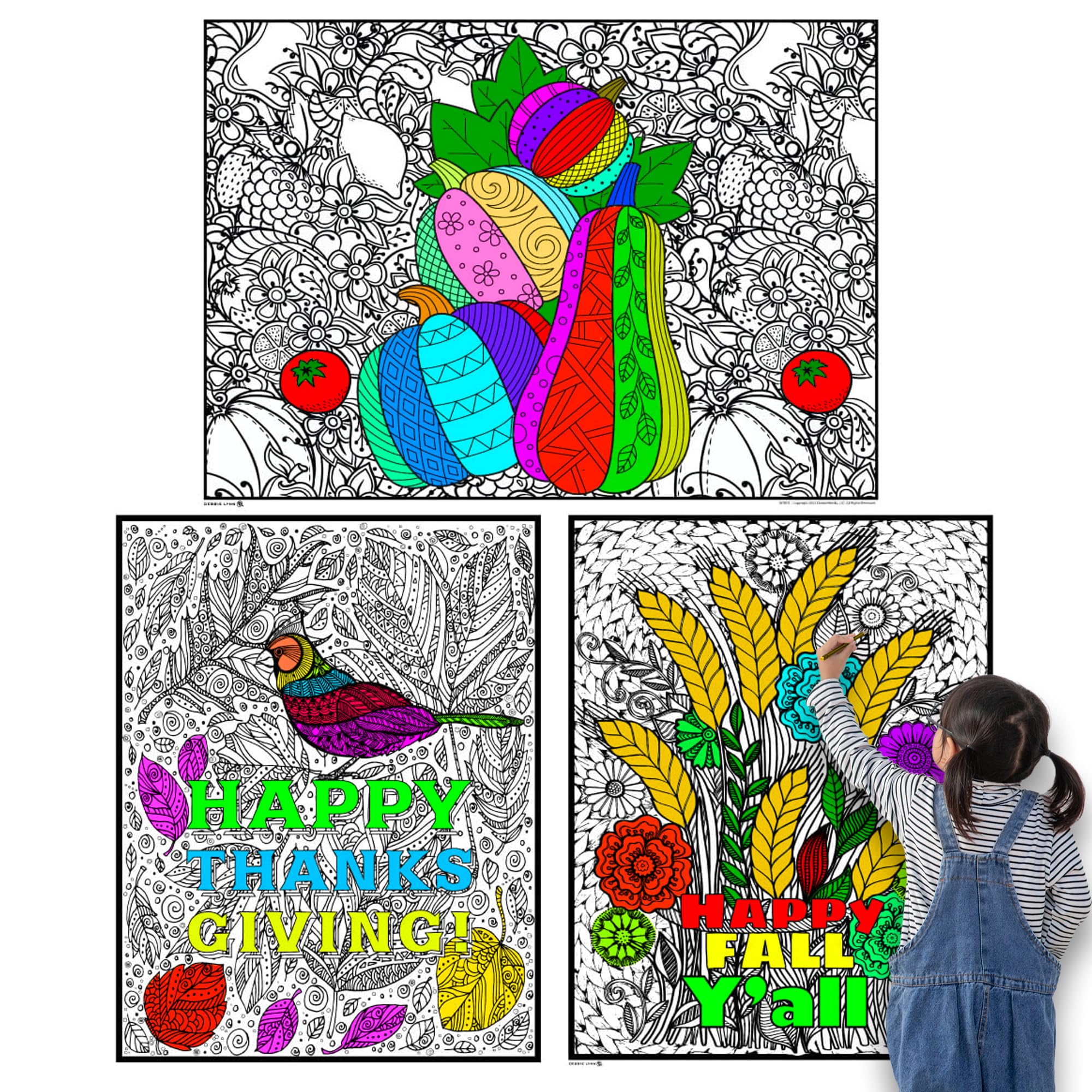 Amazon.com: DEBBIE LYNN Giant Coloring Poster - Original Jumbo Coloring ...