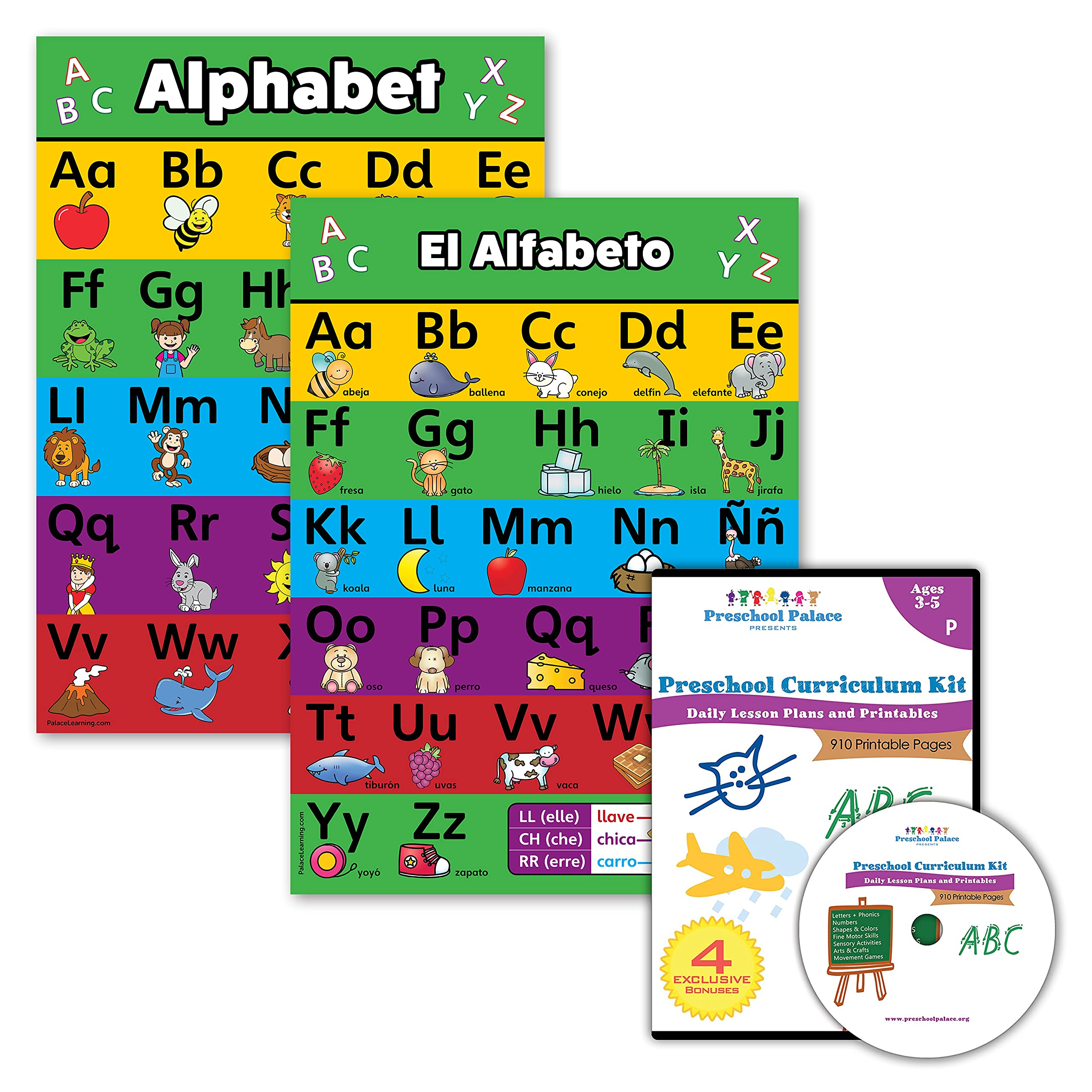 Buy 3 Pack - Preschool Curriculum Kit on CD & ABC Alphabet & Spanish ...