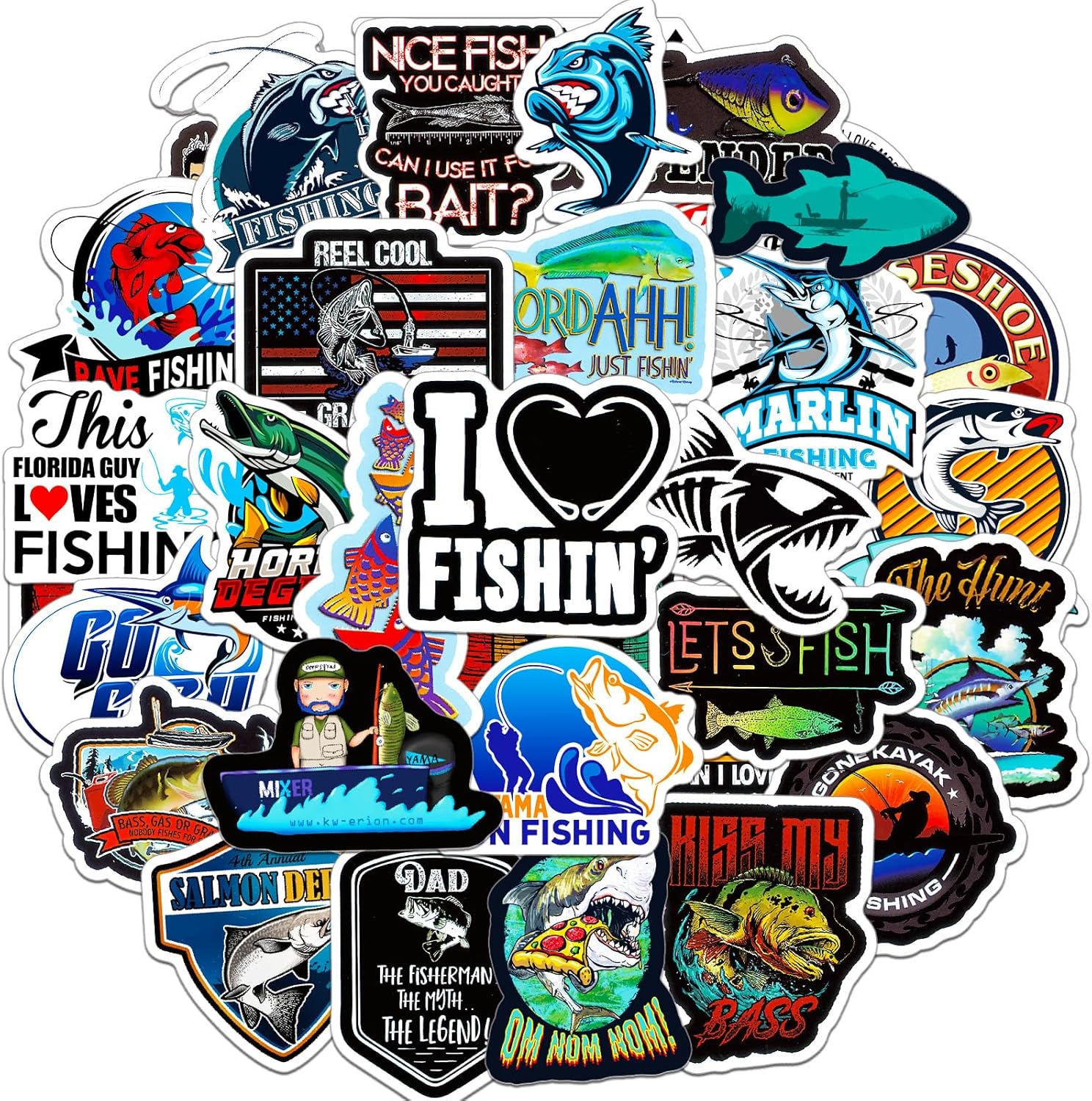 Amazon.com: Fishing Stickers 100 Pcs Fun Fishing Sticker Pack ...