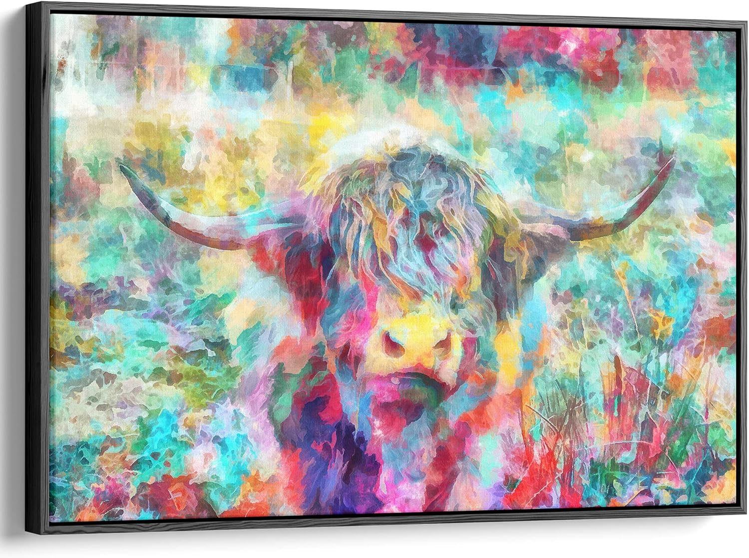 Amazon.com: Original Highland Cow Color Canvas Wall Art Decor | Large ...