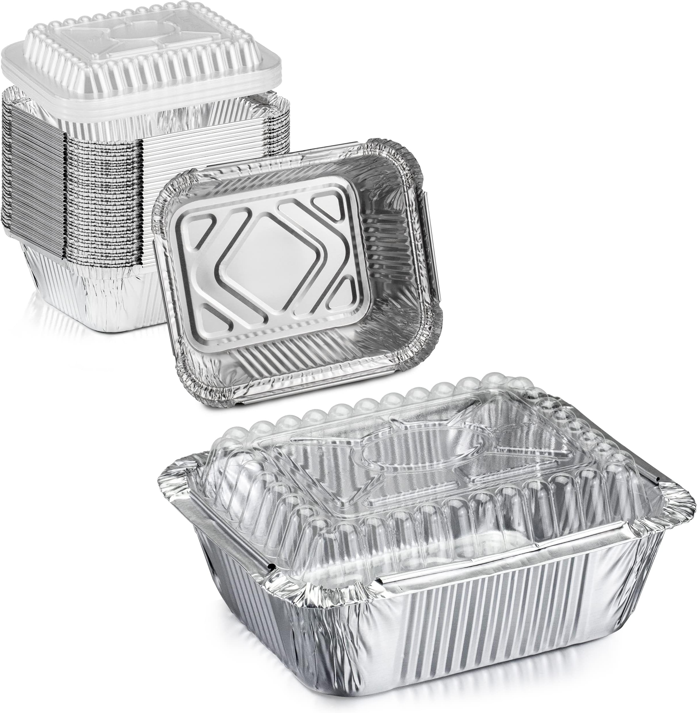 Amazon.com: MontoPack Disposable Takeout Pans with Clear Lids | 1lb ...
