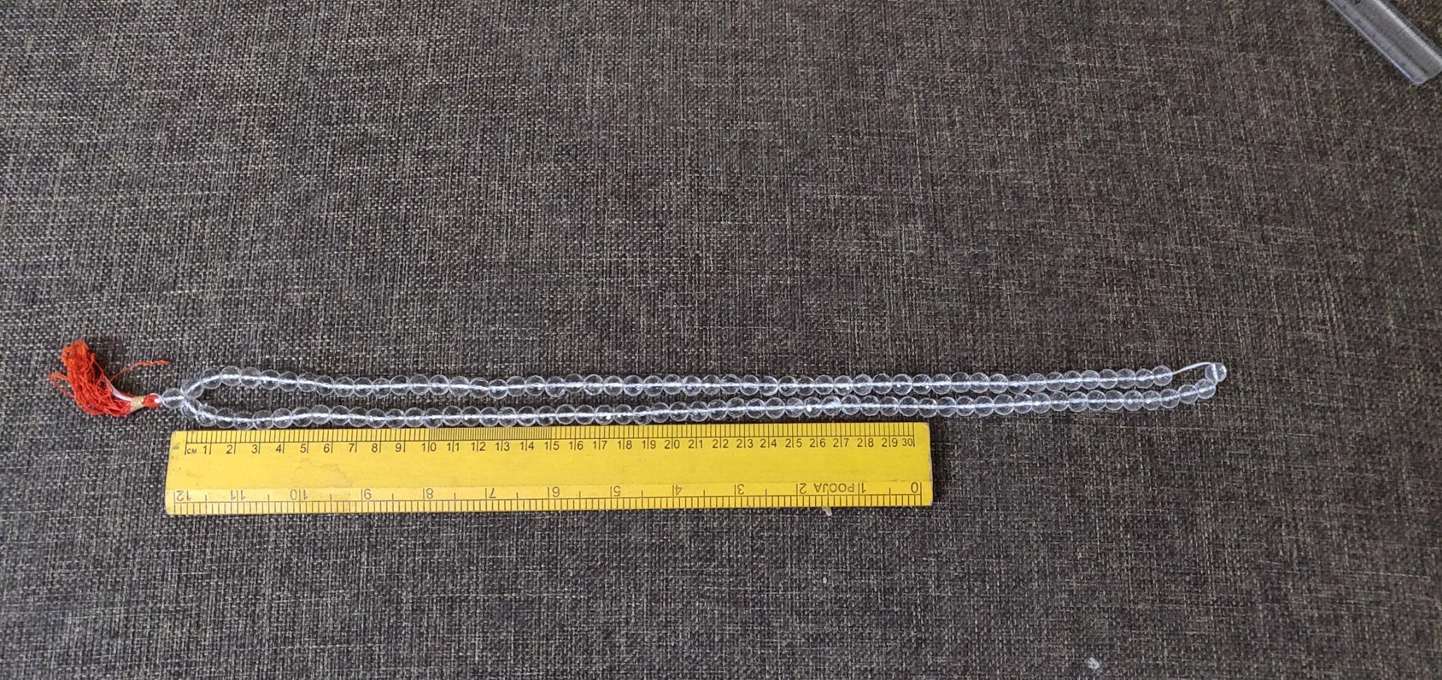 Crystu Natural Sphatik Clear Quartz Mala 8 mm Faceted 108 Beads ...