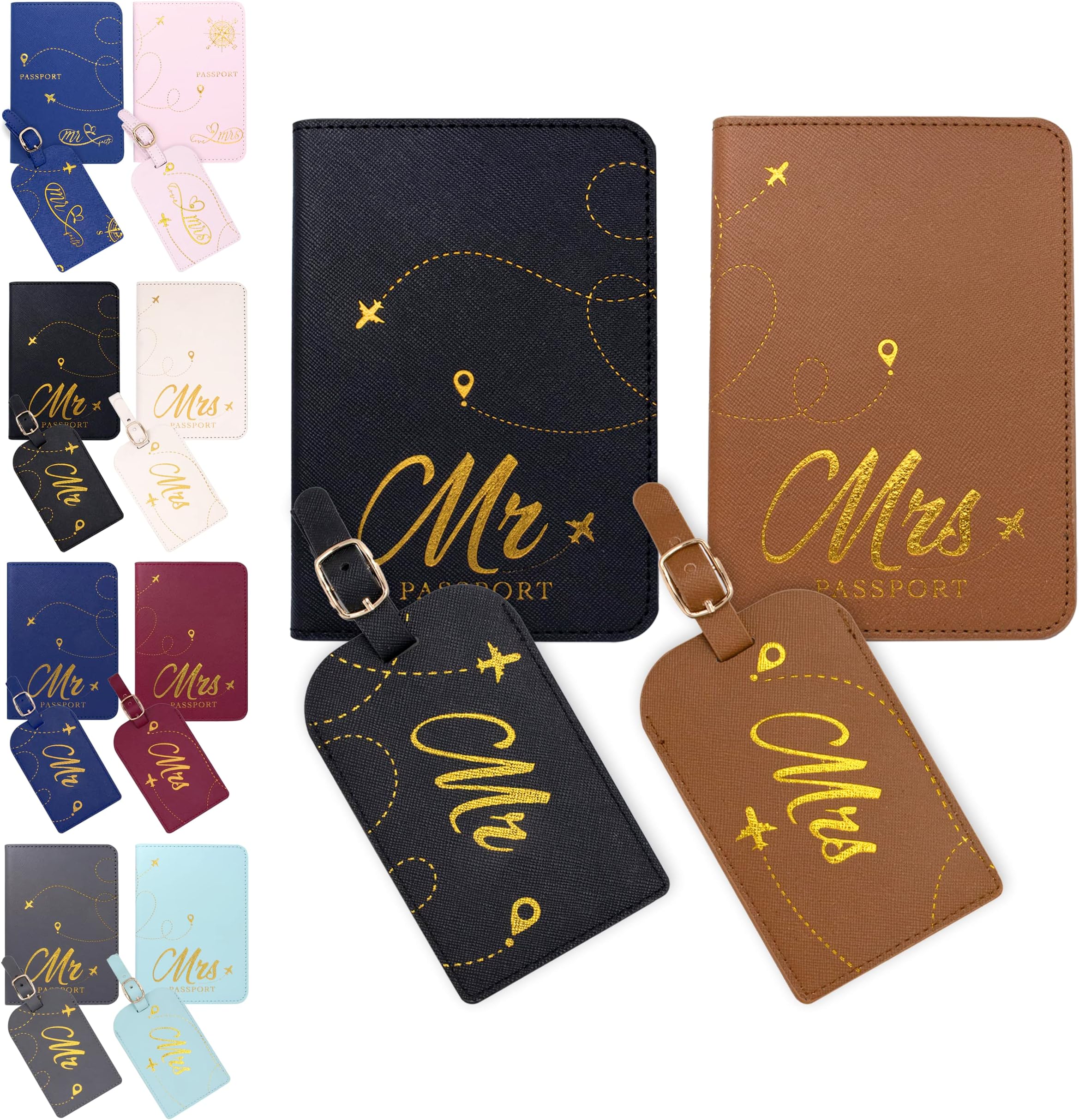 Amazon.com: Decorably Matching Leather Mr and Mrs Passport Holder Set ...