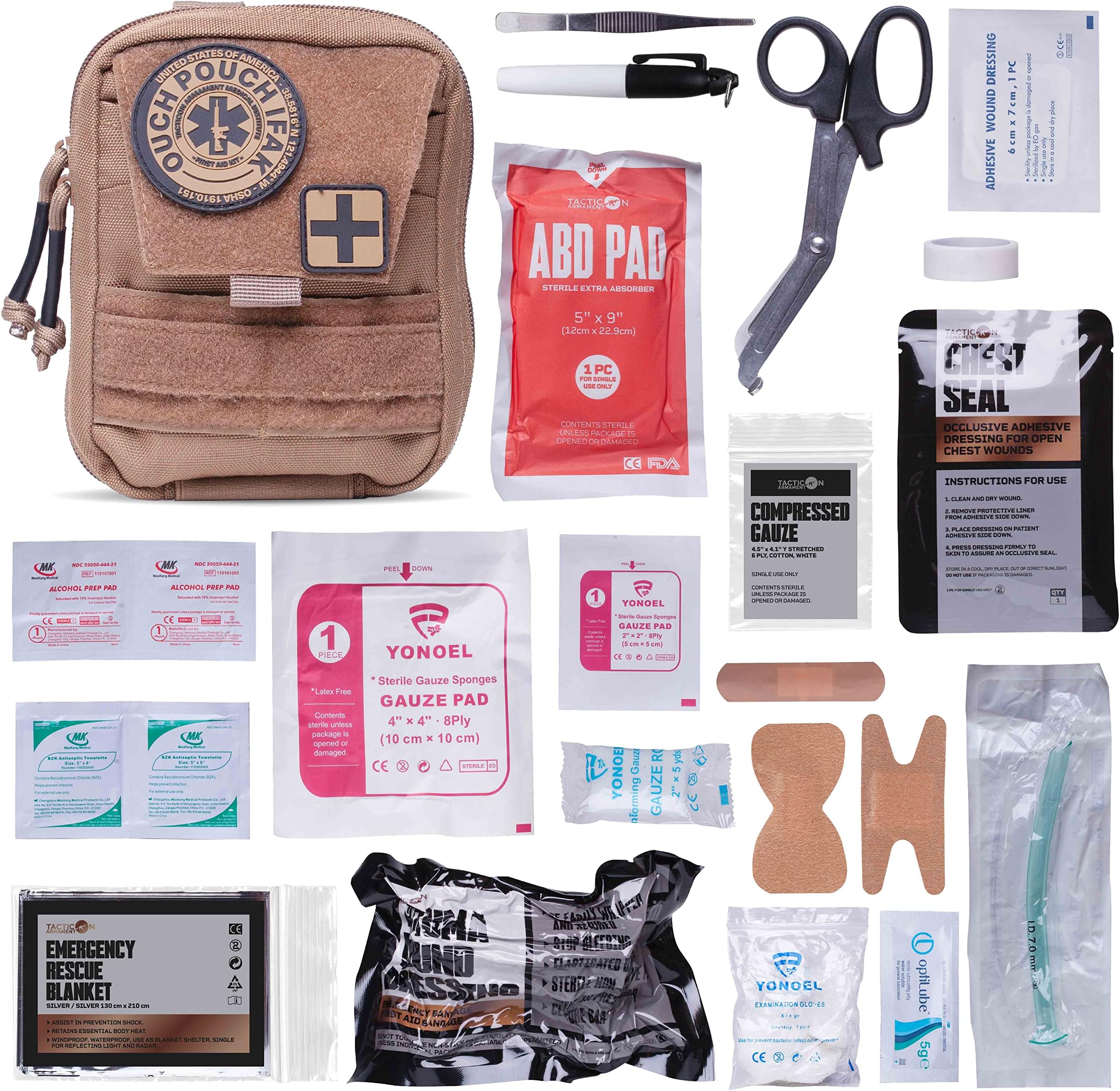 Amazon.com: TACTICON V2 Standard IFAK Trauma First Aid Kit | EMT ...