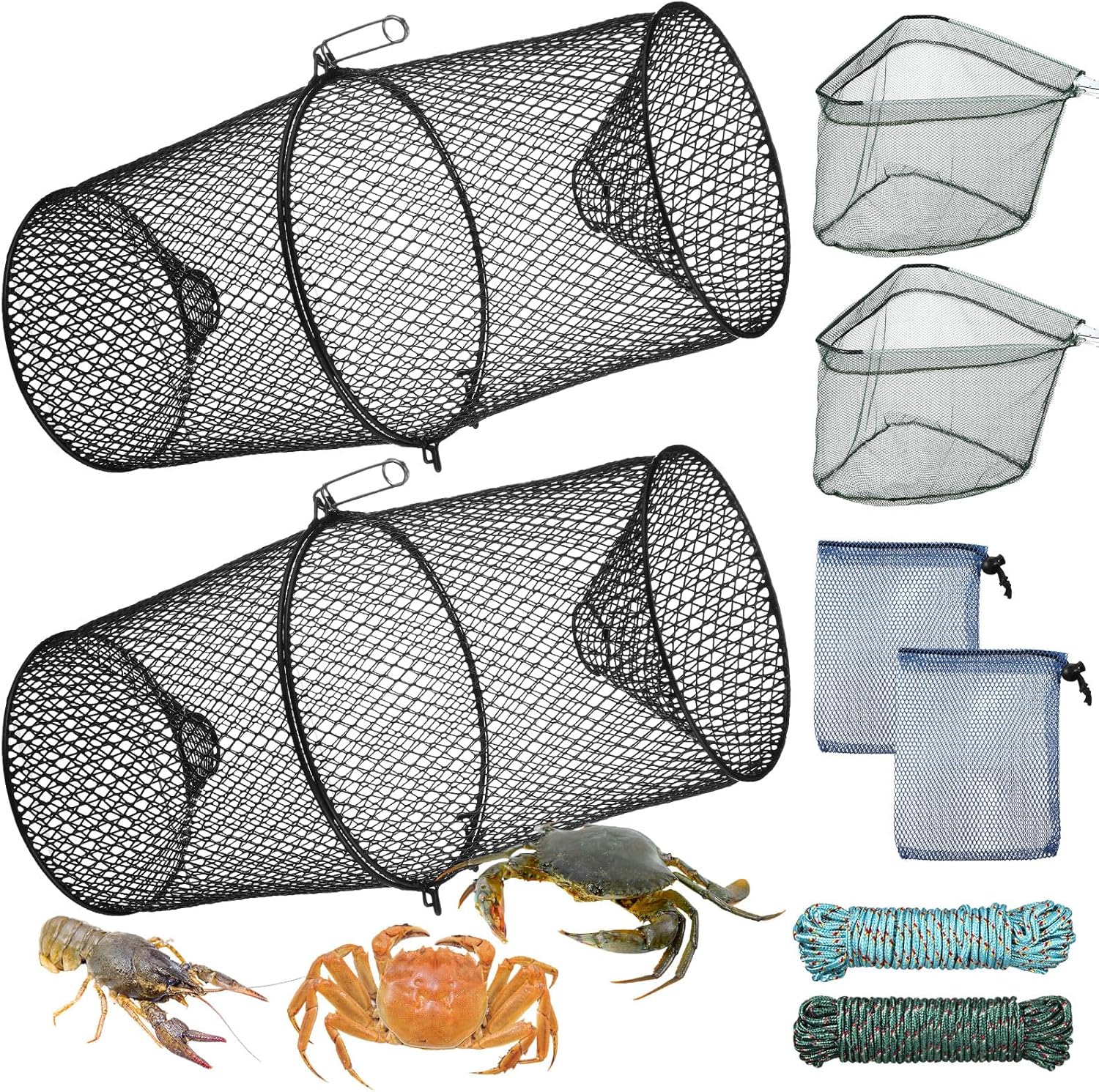 Amazon.com : Wowangce 2 Set Minnow Trap Crawfish with Closure Spring ...