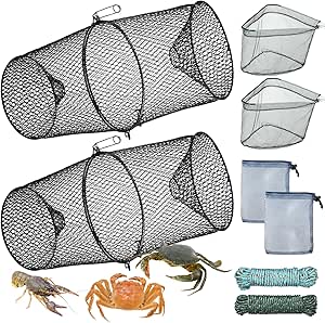 Amazon.com : Wowangce 2 Set Minnow Trap Crawfish with Closure Spring ...