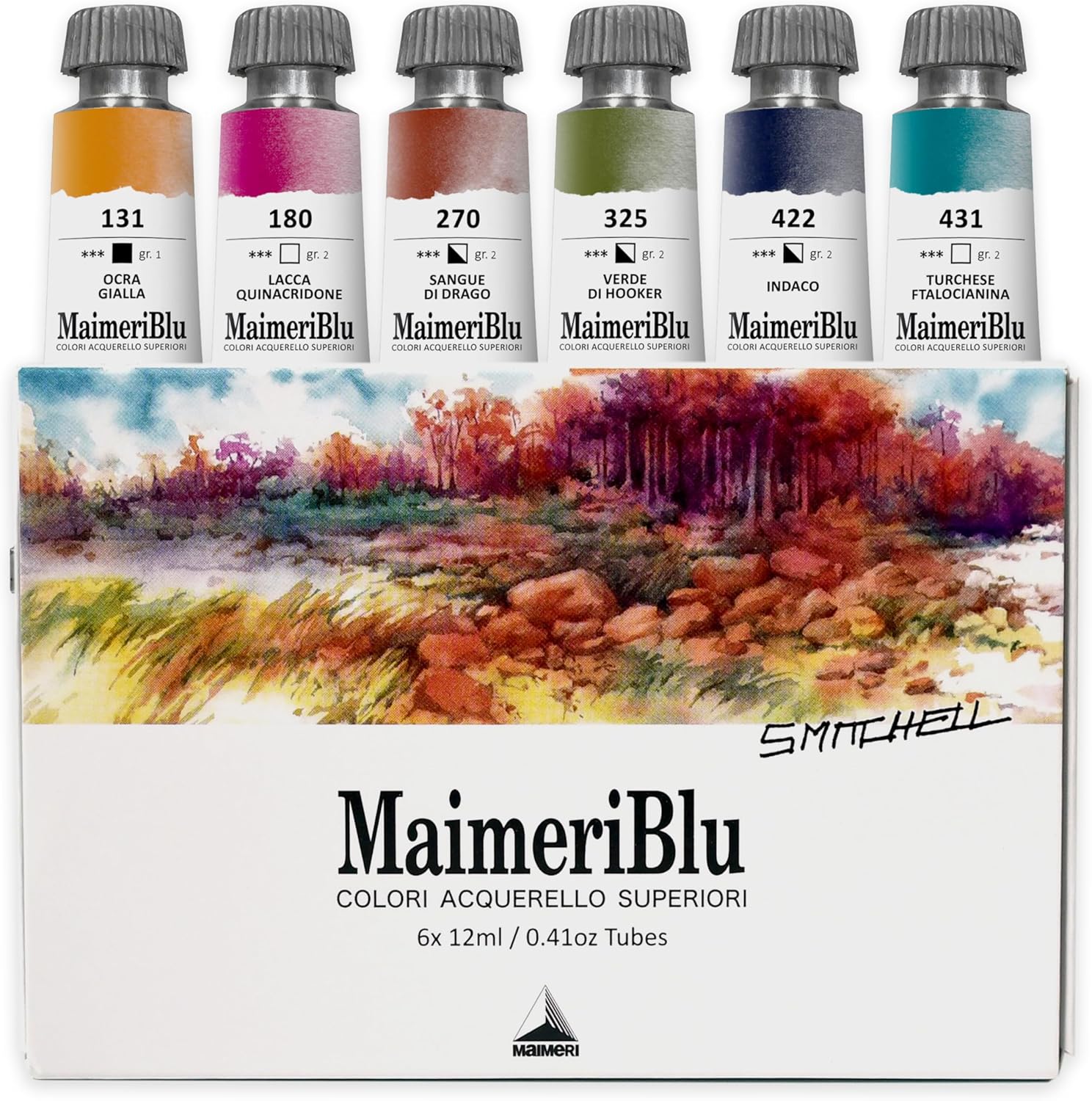 MaimeriBlu Watercolor Paint, Steve Mitchell Artist Set, Assorted Colors ...