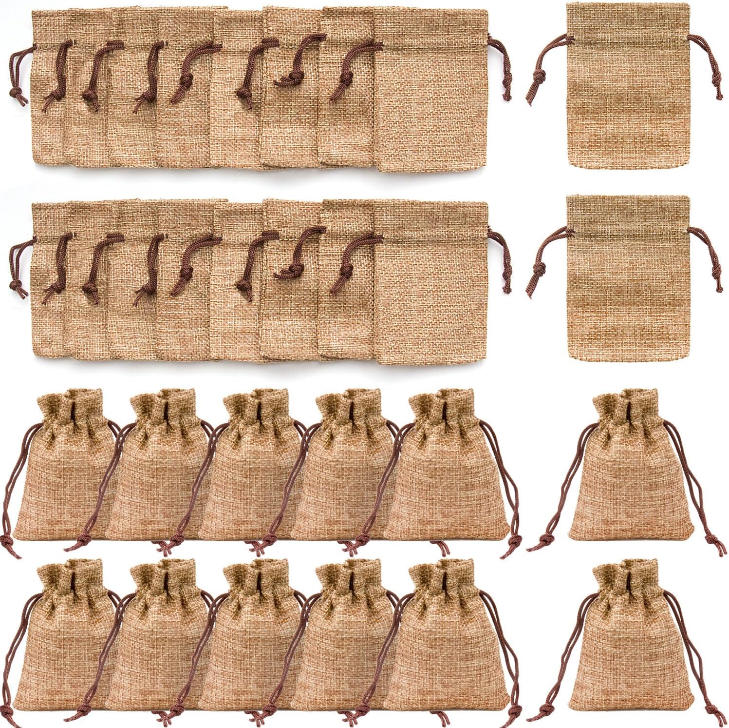 SevenFish 50pcs Burlap Bags with Drawstring, 9x7cm Small Burlap Bag ...