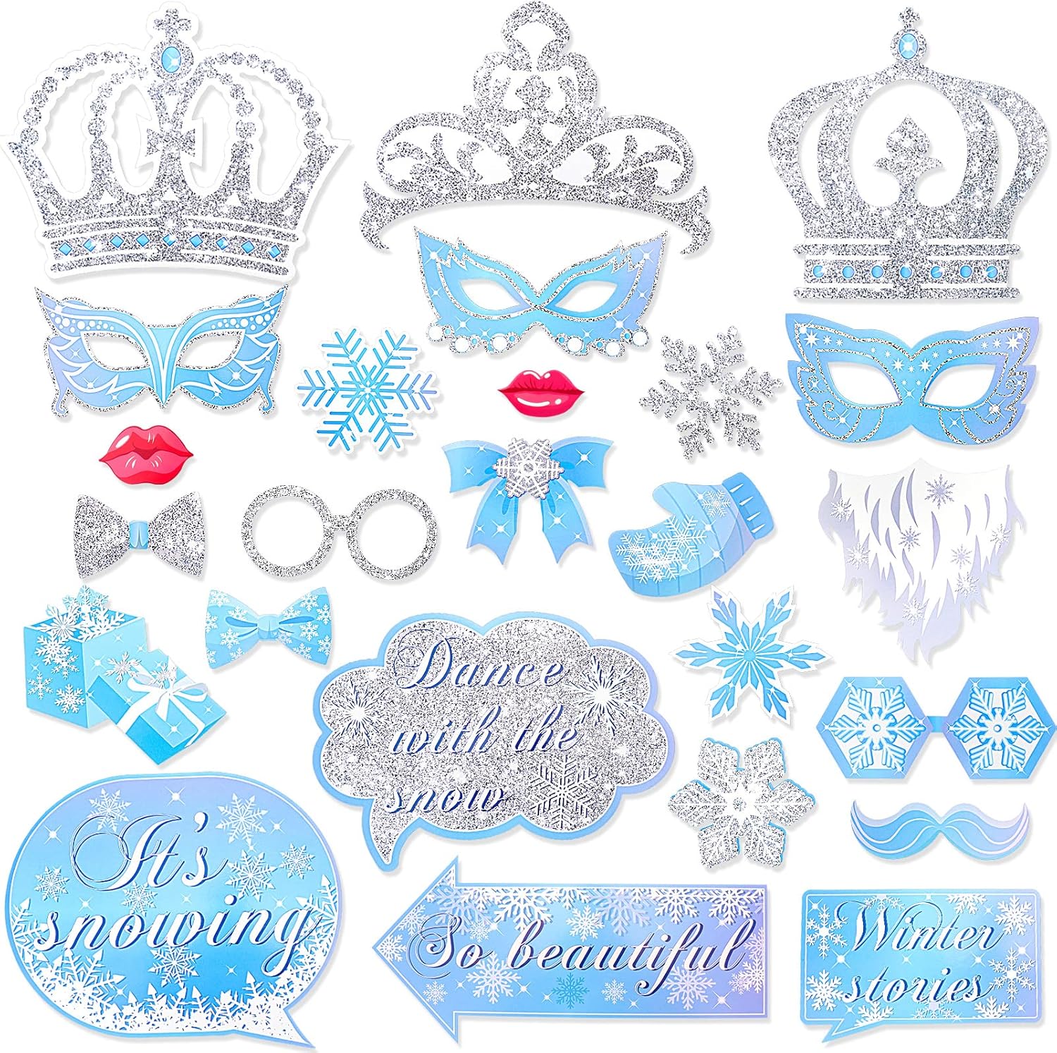 Amazon.com: HOWAF Snowflake Photo Booth Props, Winter Wonderland Photo ...