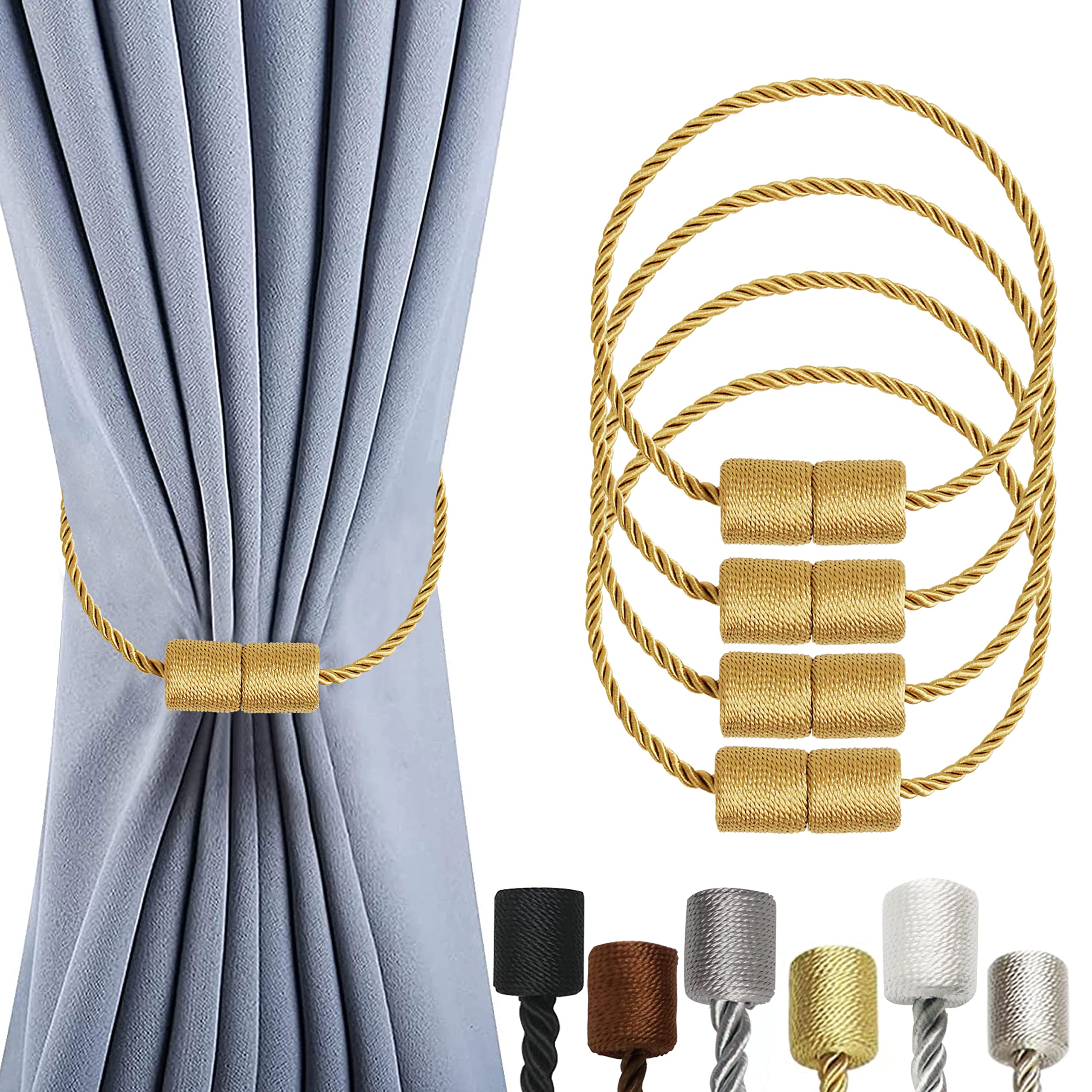 OCIOLI 4 Pack Magnetic Curtain Tiebacks Curtain Holdbacks Tie Backs ...