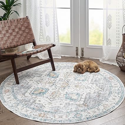 Amazon.com: jinchan Round Rug 5Ft,Bohemian Area Rug Indoor Hallway ...