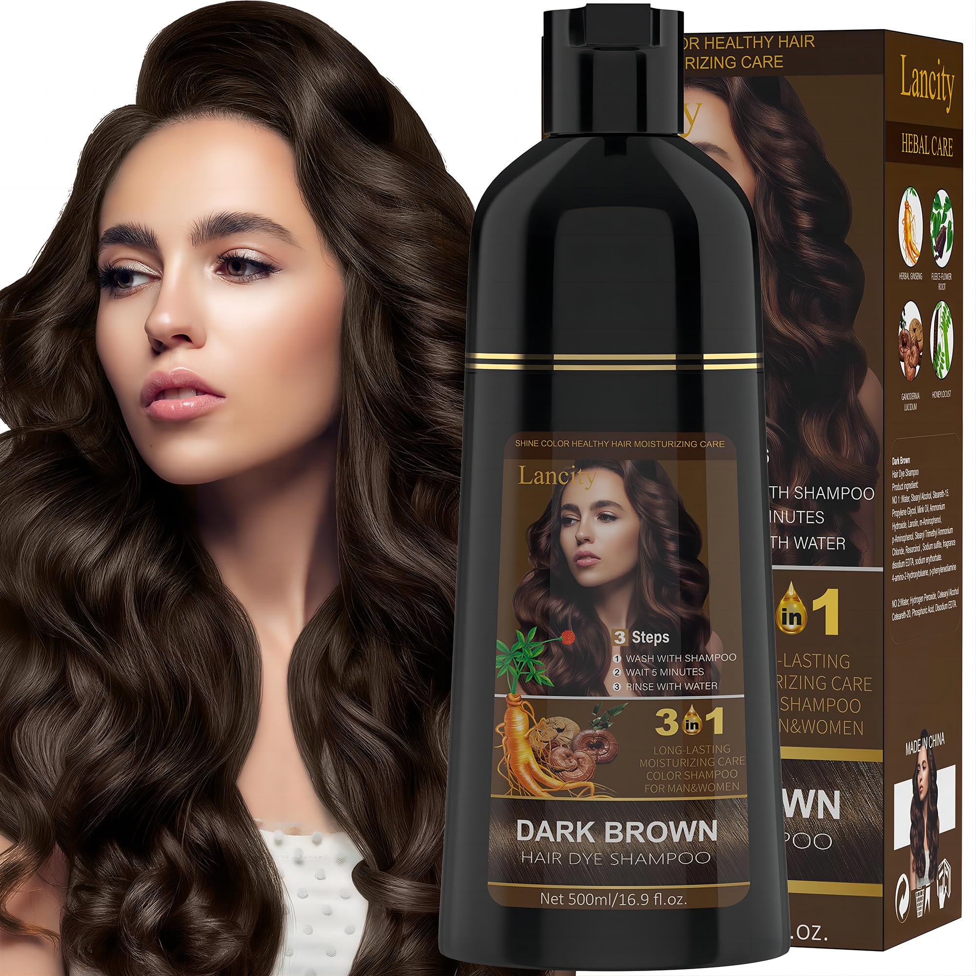 Amazon.com : Hair Dye Shampoo 3-In-1 Hair Color Shampoo Instant ...