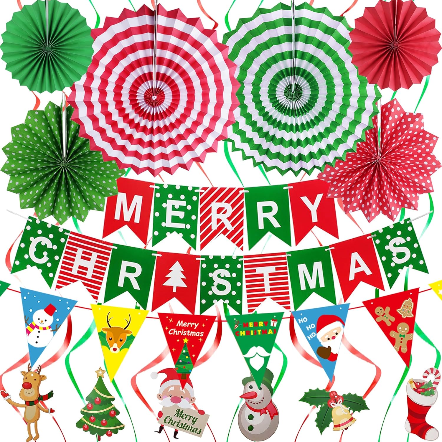 Amazon.com: 27Pcs Christmas Decorations Kit, Merry Christmas Banner ...