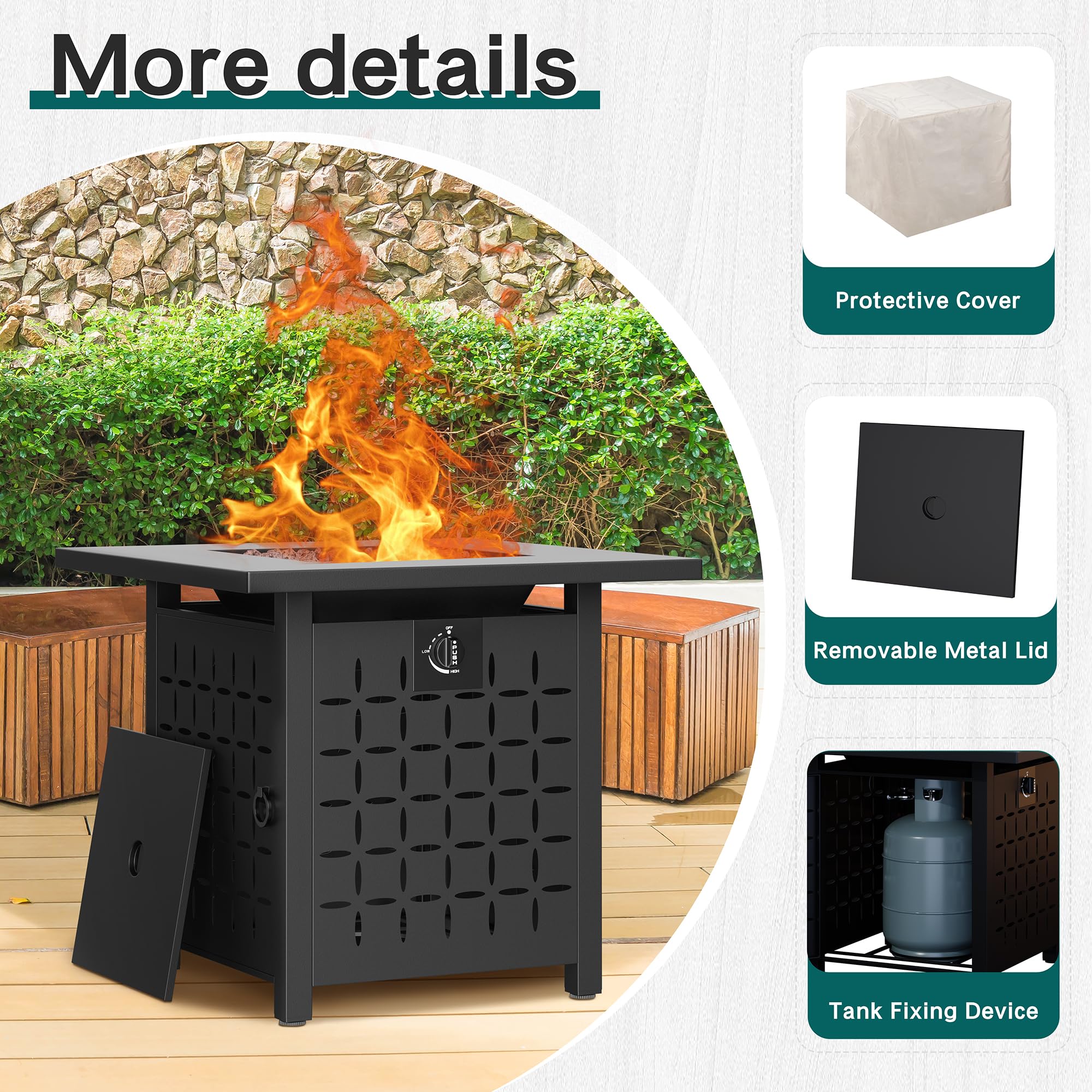 Snapklik.com : JAMFLY Propane Fire Pit Table, 28 Gas Fire Pits Table ...