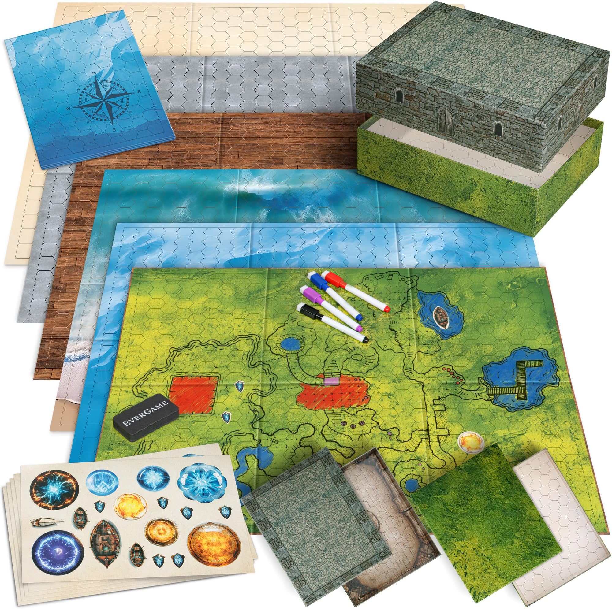 Amazon.com: CZYY Acrylic Game Mat 1" Hex Grid Overlay Set of 2, 7"x9 ...