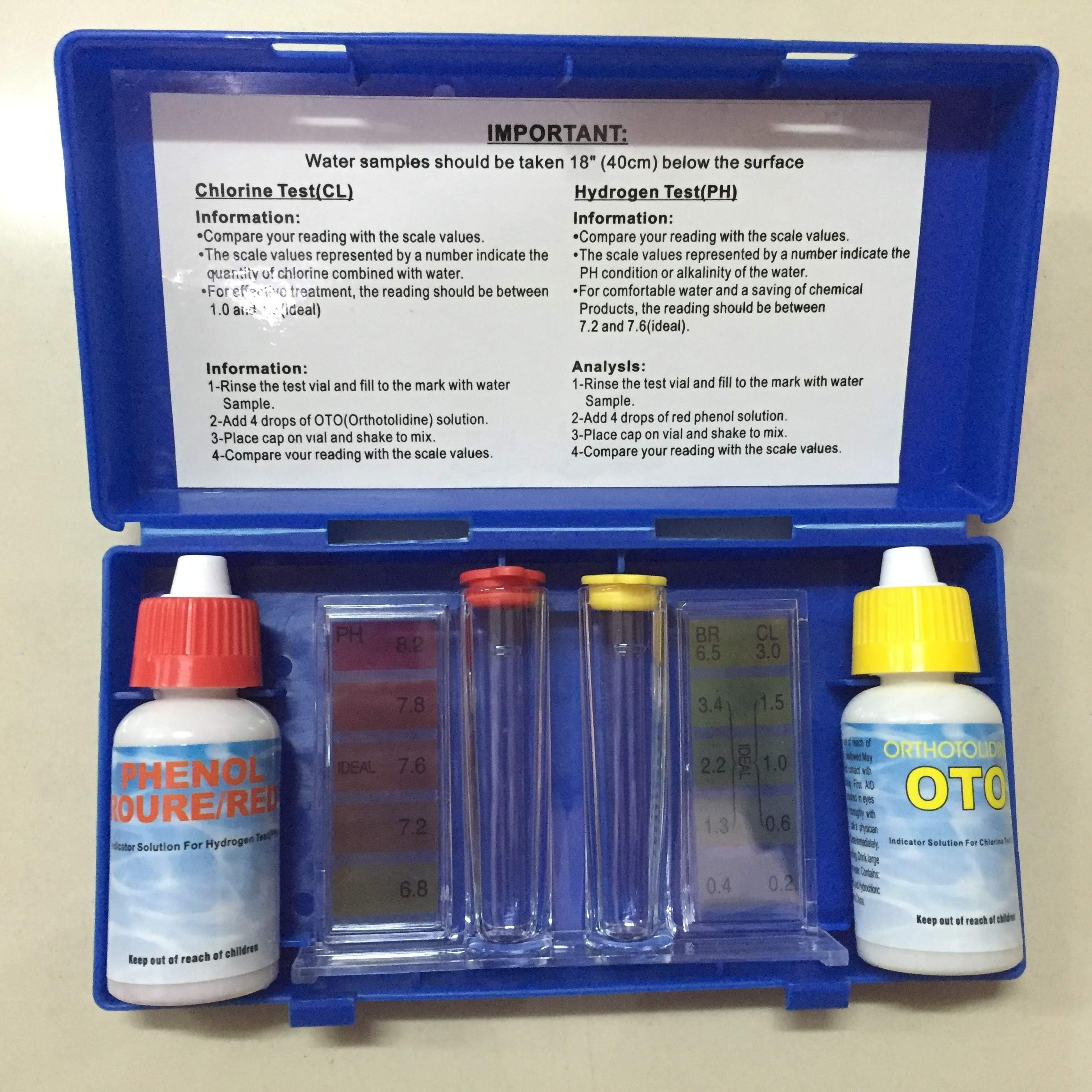 PH Chlorine Water Quality Test Set, Hydro Tool Kit Accessories for ...