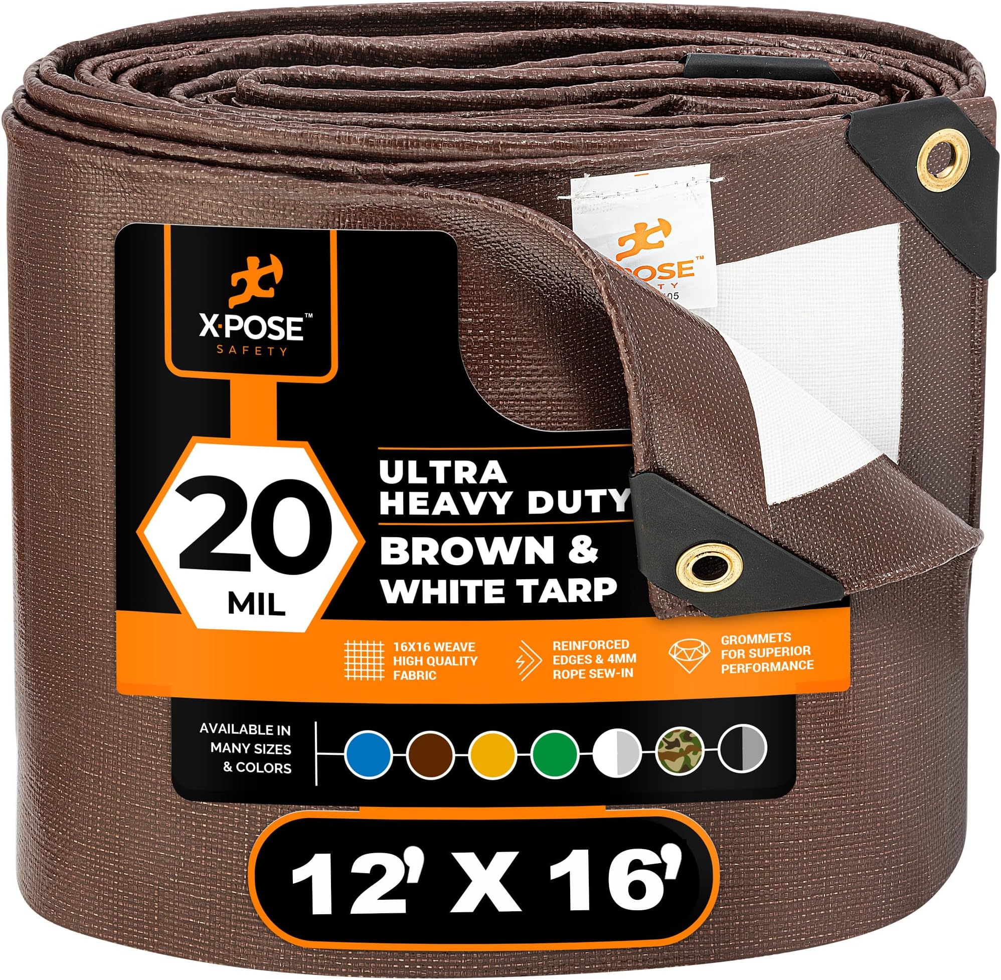 12' x 16' Brown/White Ultra Heavy Duty Tarp - 20 Mil Tarps Heavy Duty ...