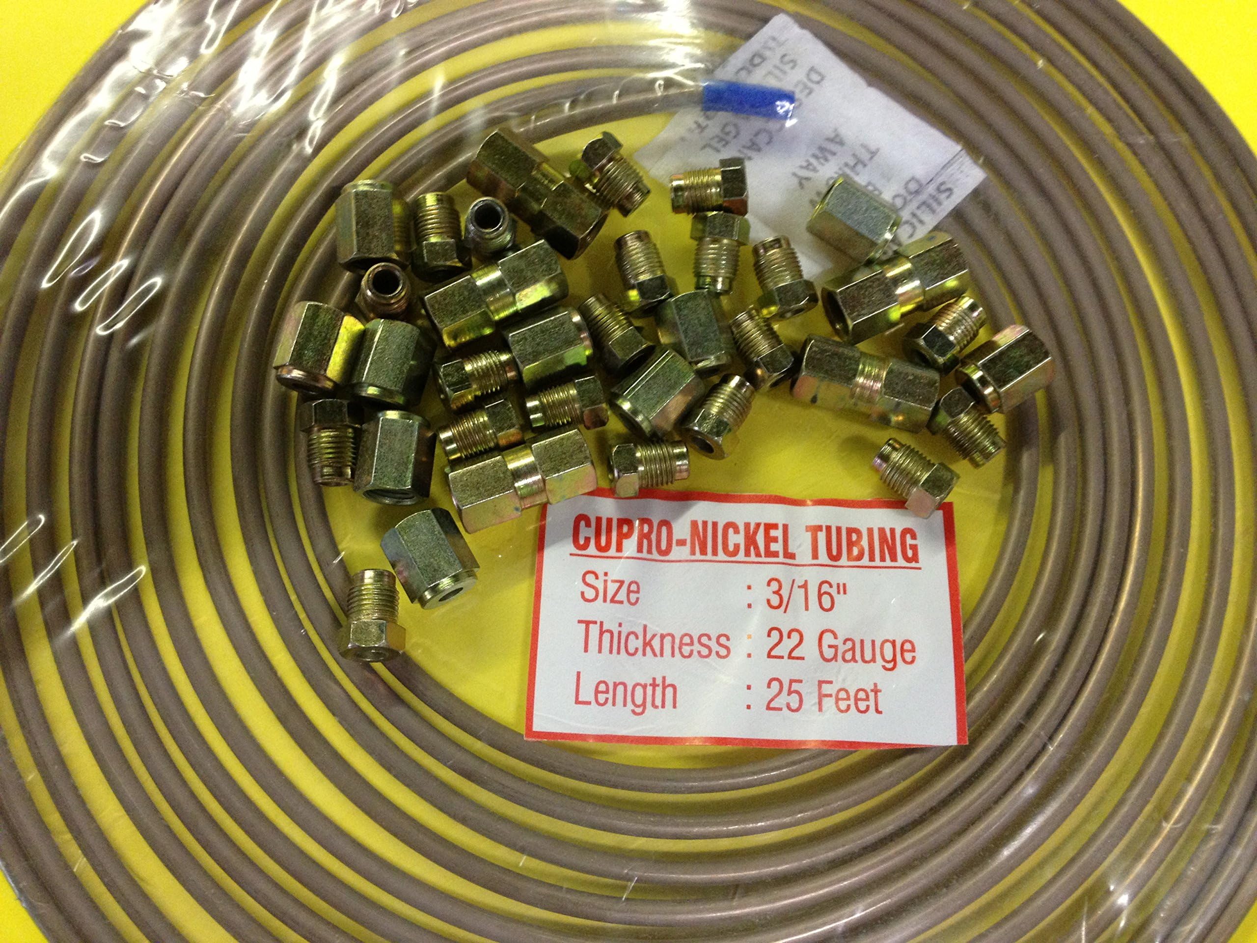 3/16" x 25ft Kunifer Copper Nickel Brake Piping with Variety Pack of ...