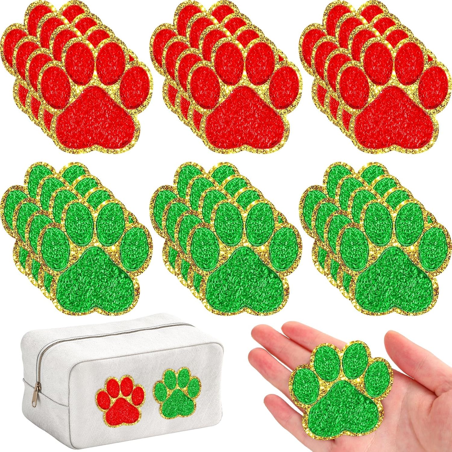 Amazon.com: Jexine 24 Pieces Self Adhesive Paw Print Patch Chenille Paw ...