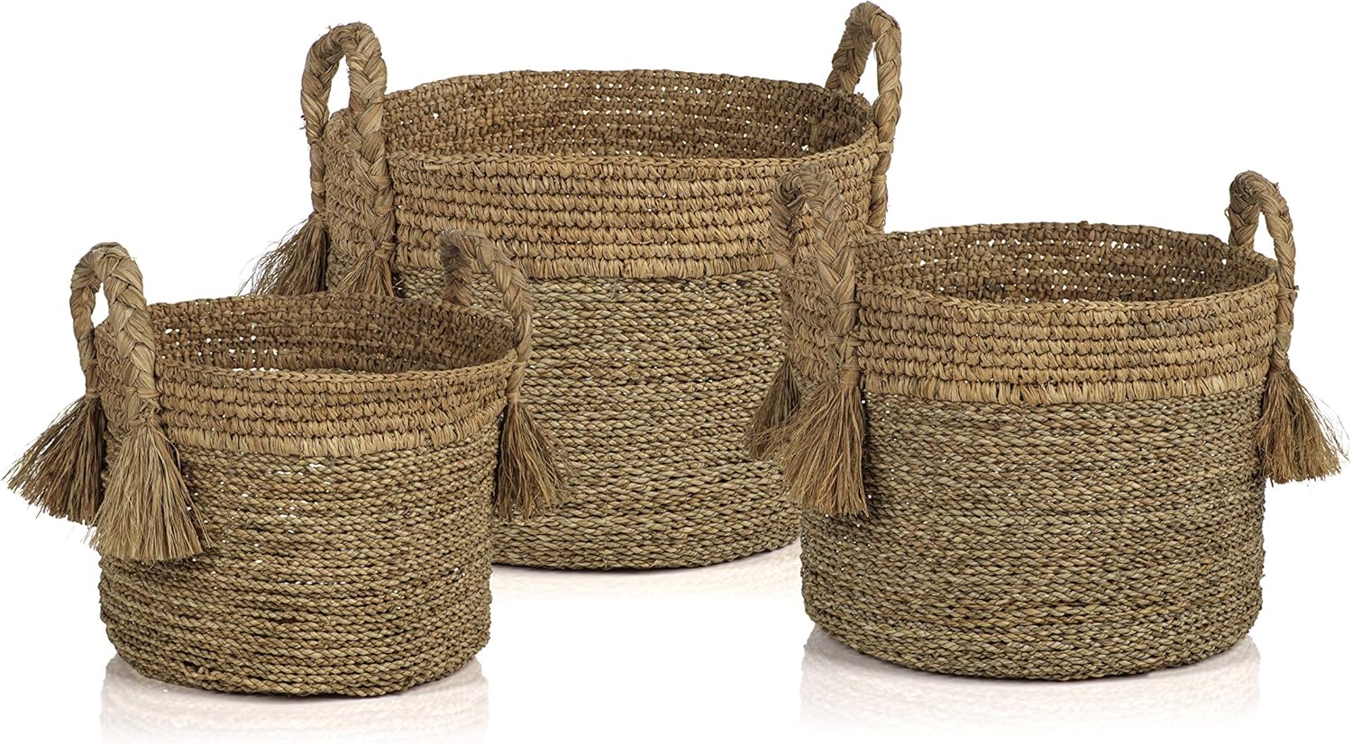 Amazon.com: Zodax Bartolo Seagrass, Set of 3 Decorative Baskets ...