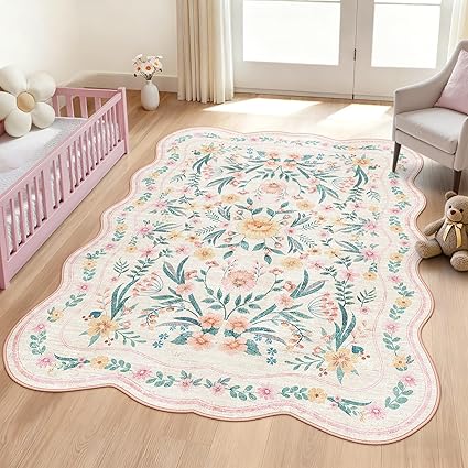 Amazon.com: Dadasgk Pink Floral Rug 5X7 for Girls Bedroom or Nursery ...