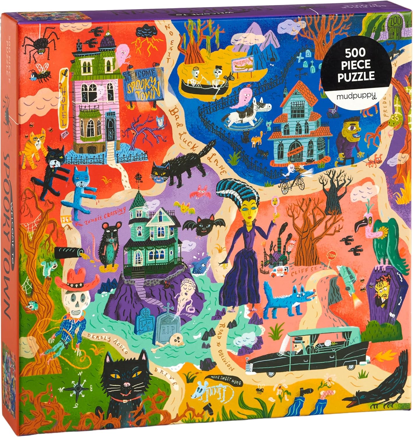 Amazon.com: Mudpuppy Welcome to Spooky Town – 500 Piece Family Jigsaw ...