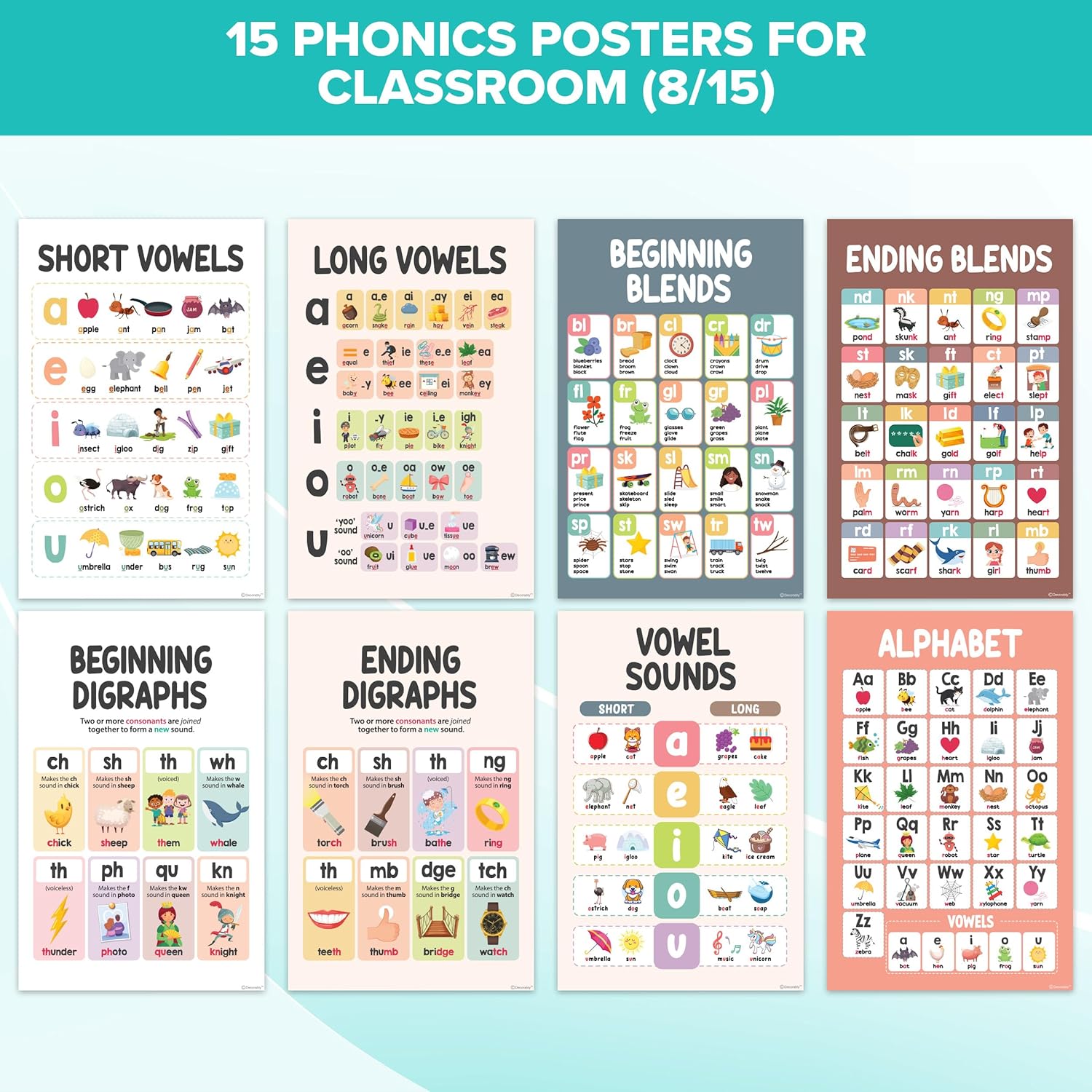 Buy 15 Phonics Posters - Classroom Decorations at Ubuy Australia
