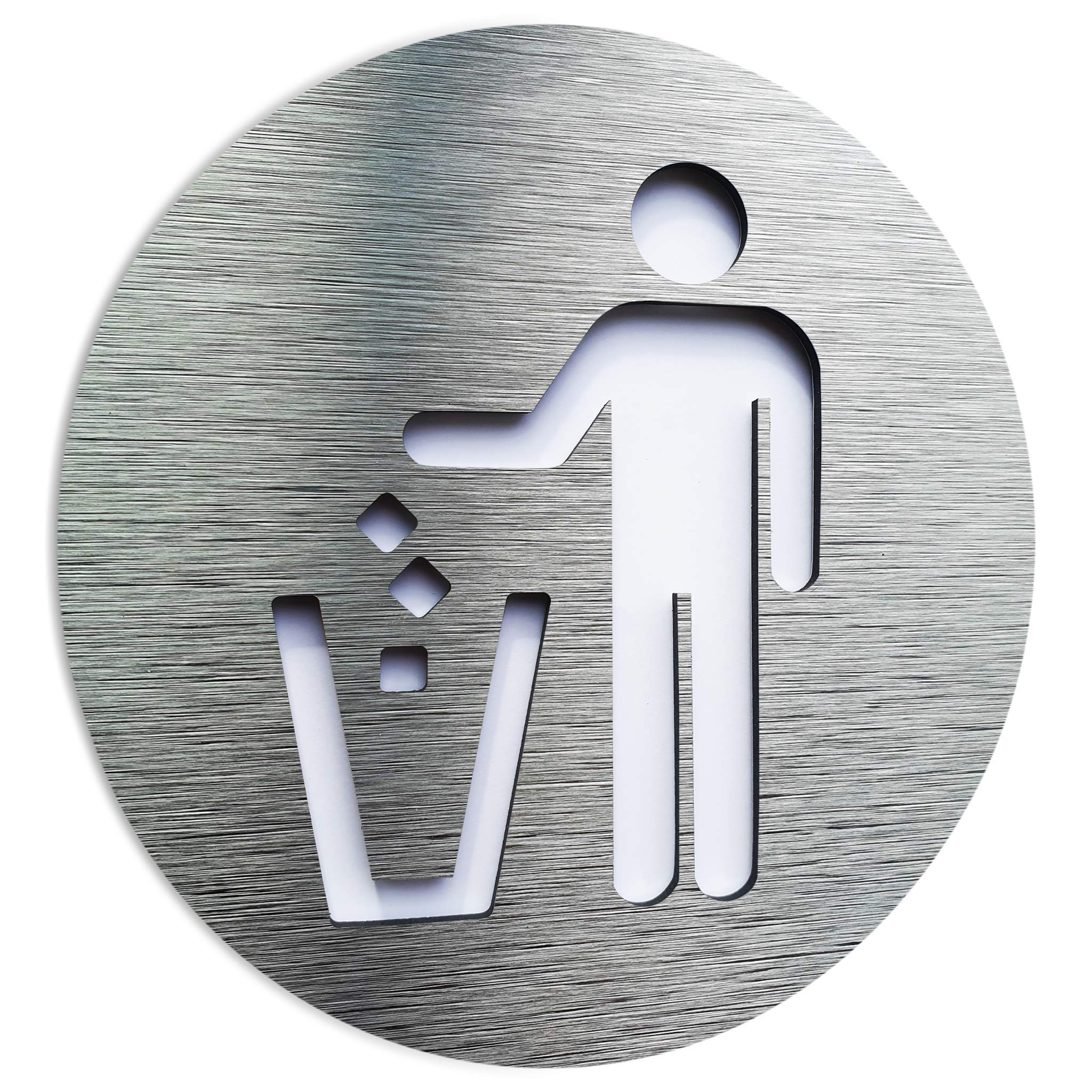 Bsydesign Aluminium Gold Recycle Bin Sign Modern Square Trash Signage ...