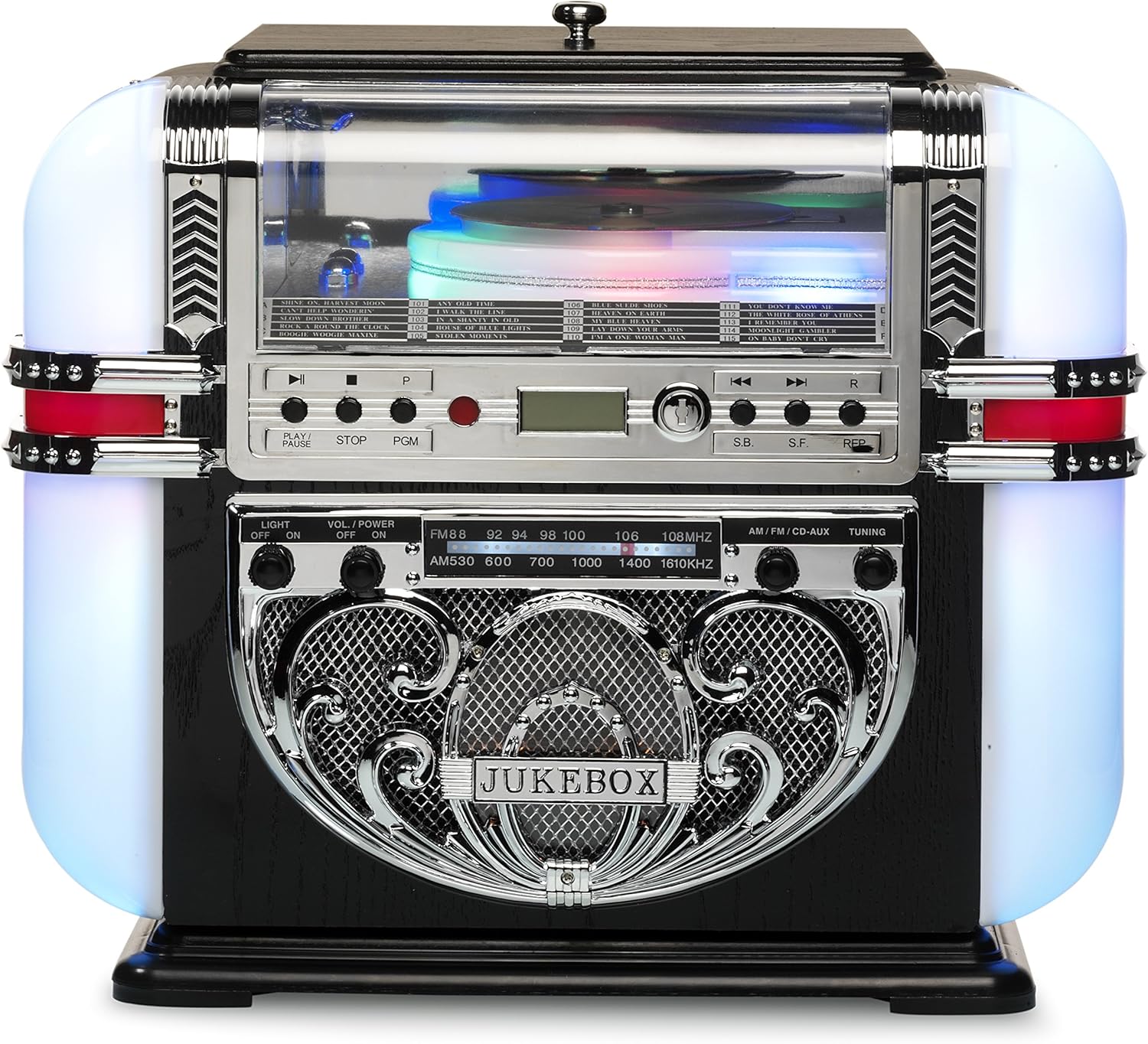Ricatech RR700 5-colour LED Table-top Retro Jukebox with CD Player, AM ...